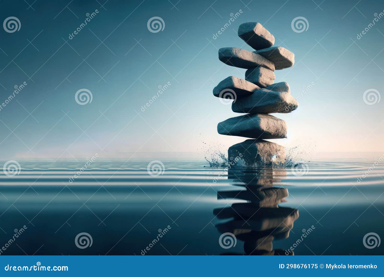 A Stack of Stones Over the Water. Place for Text. Stock Illustration ...
