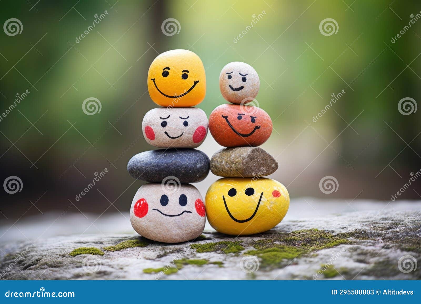 Stack of Stones with Painted Smiley Faces Representing Happiness Stock ...