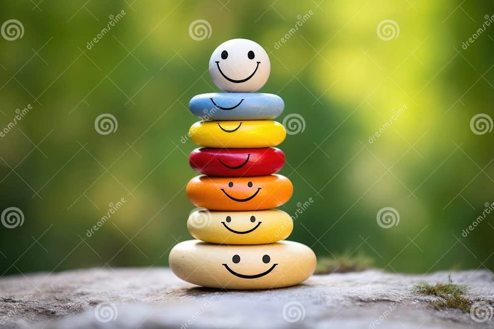 Stack of Stones with Painted Smiley Faces Representing Happiness Stock ...