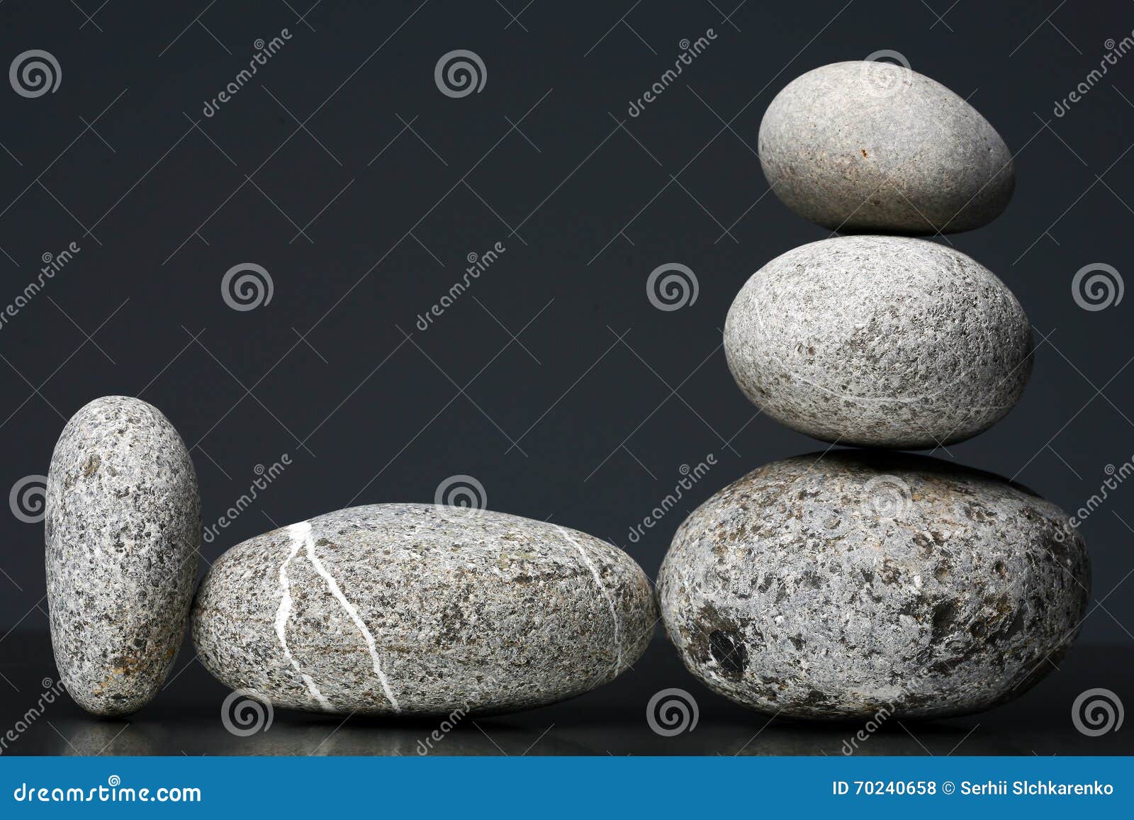 Stack of Stones - Pebbles on Dark Grey Background Stock Photo - Image ...