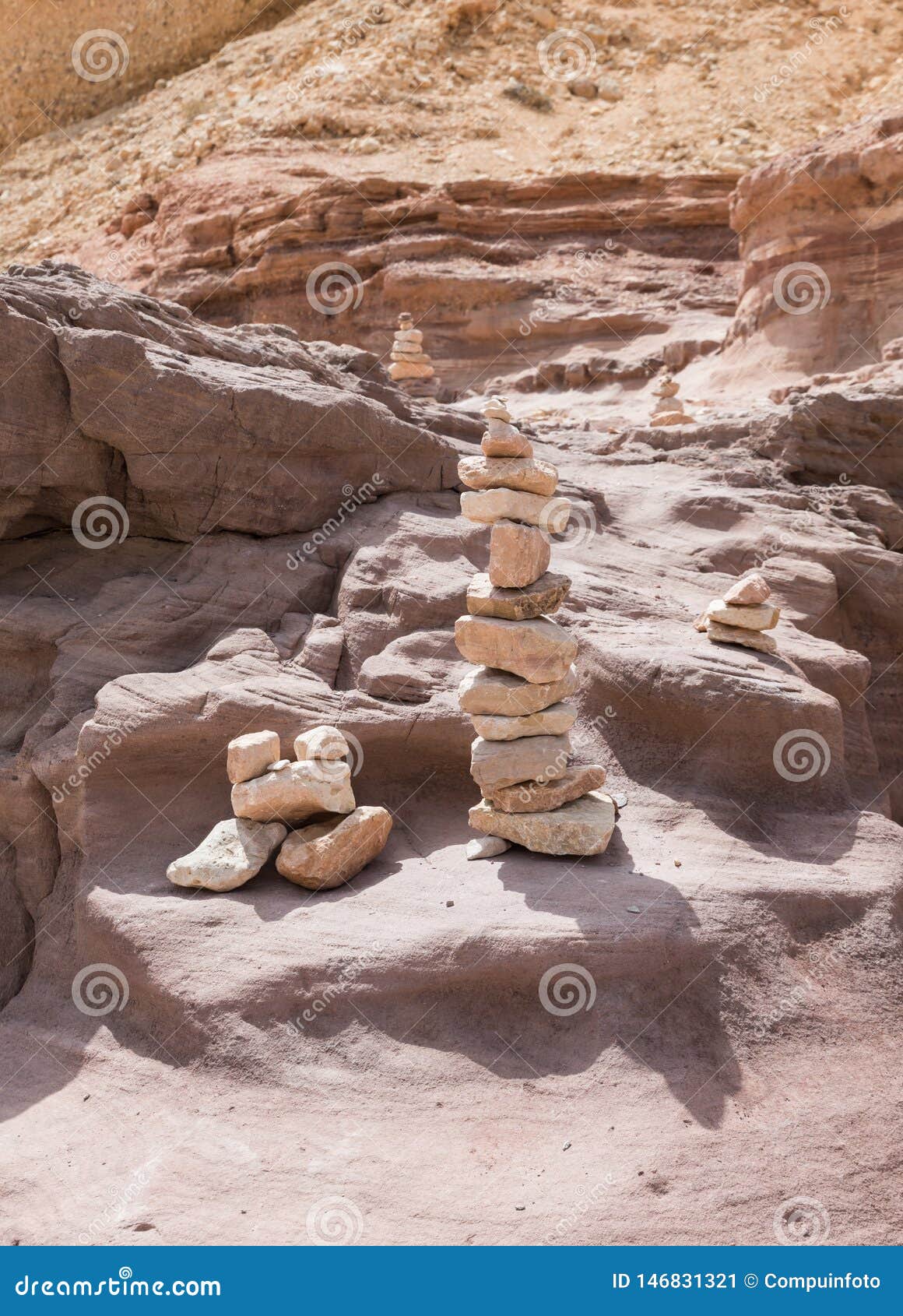 Stack of Stones in the Red Canyon Stock Image - Image of negevn, rock ...