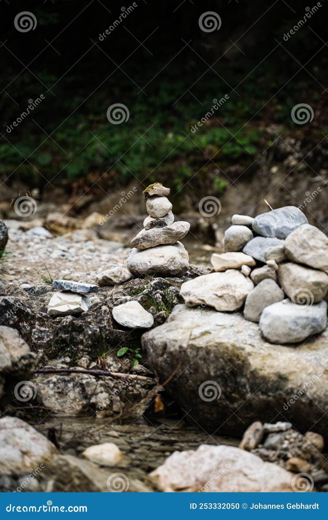 Stack of Stones in a River Bed Stock Photo - Image of pebble, river ...
