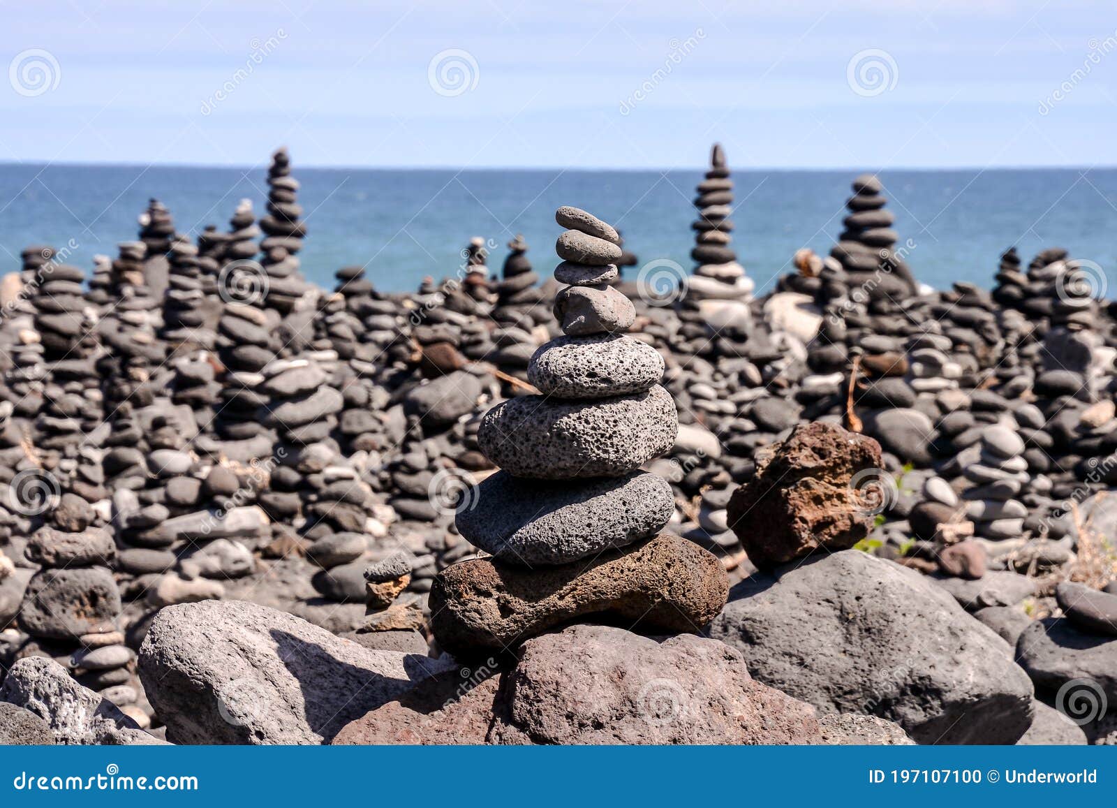 Stack of Stones on the Sea Beach Stock Photo - Image of balance, beach ...