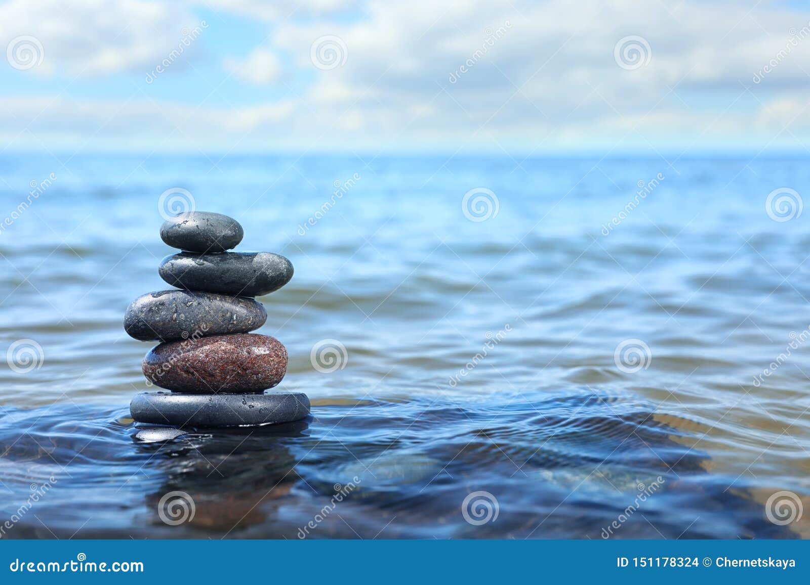 Stack of Stones in Sea Water. Zen Concept Stock Photo - Image of ocean ...