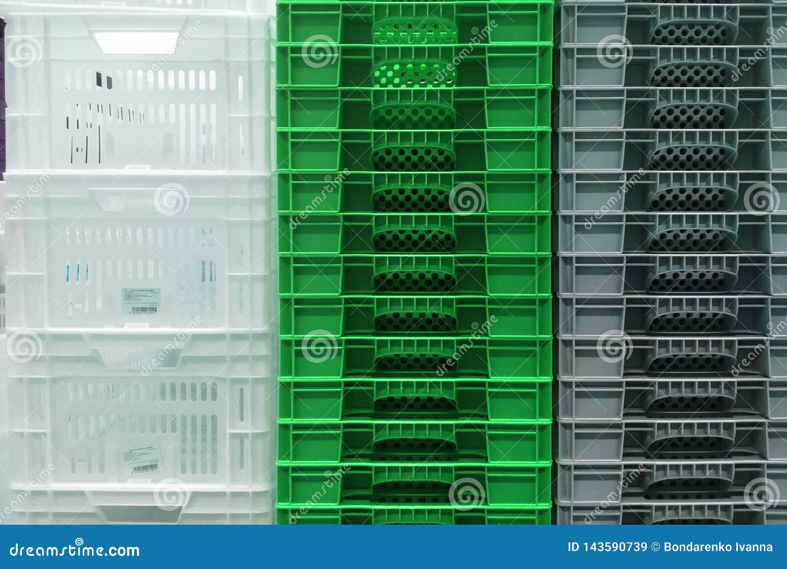Stack Storage of New Colourful White, Grey and Green Plastic Container ...