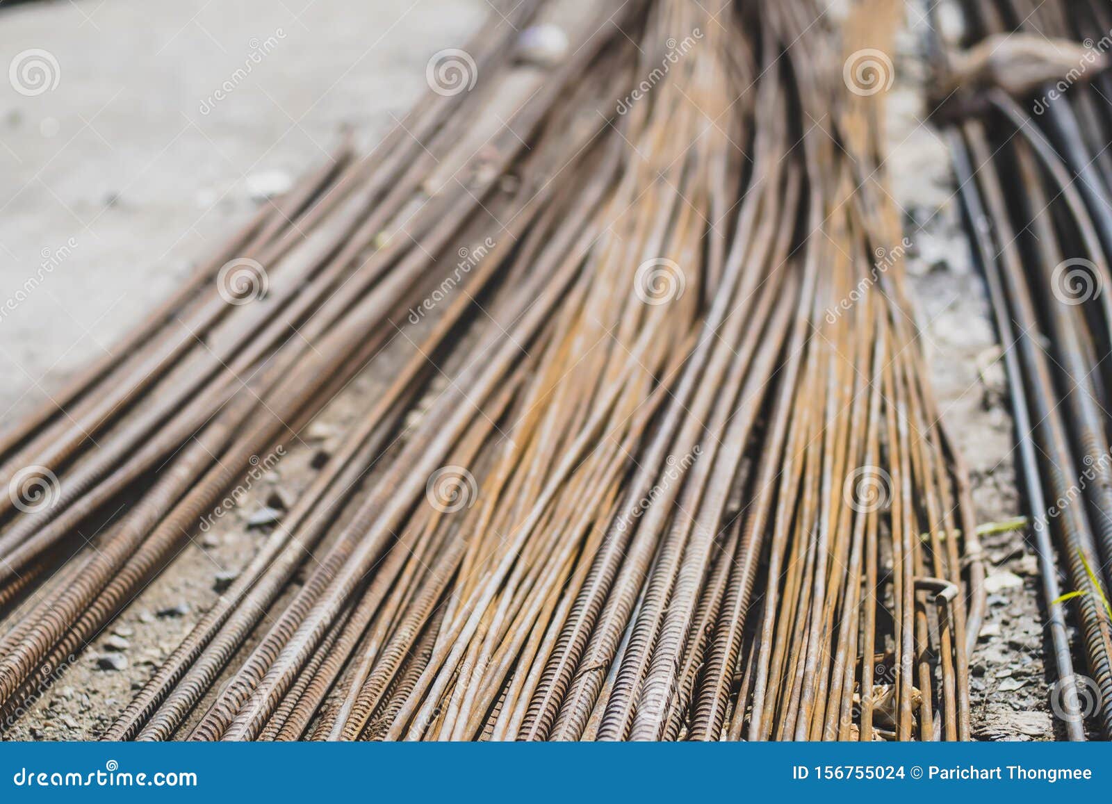 Stack of Straight Old Rusty High Yield Stress Deformed Reinforcement ...