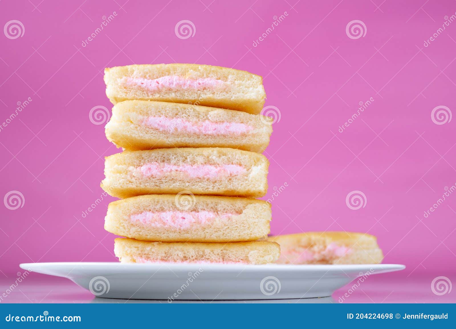 A Stack of Strawberry Mini Cakes Stock Photo - Image of donut ...