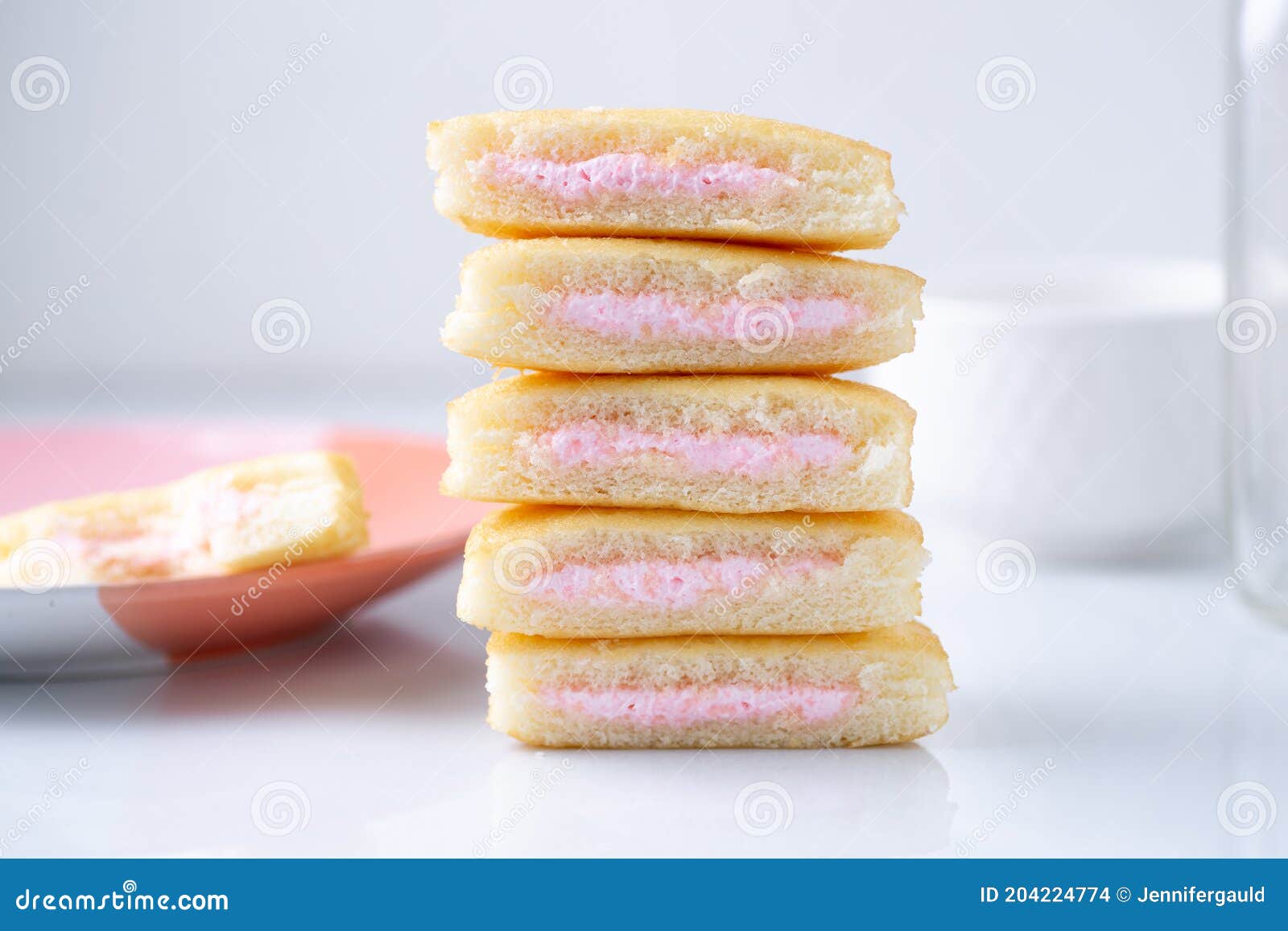 A Stack of Strawberry Mini Cakes Stock Photo - Image of light, cake ...