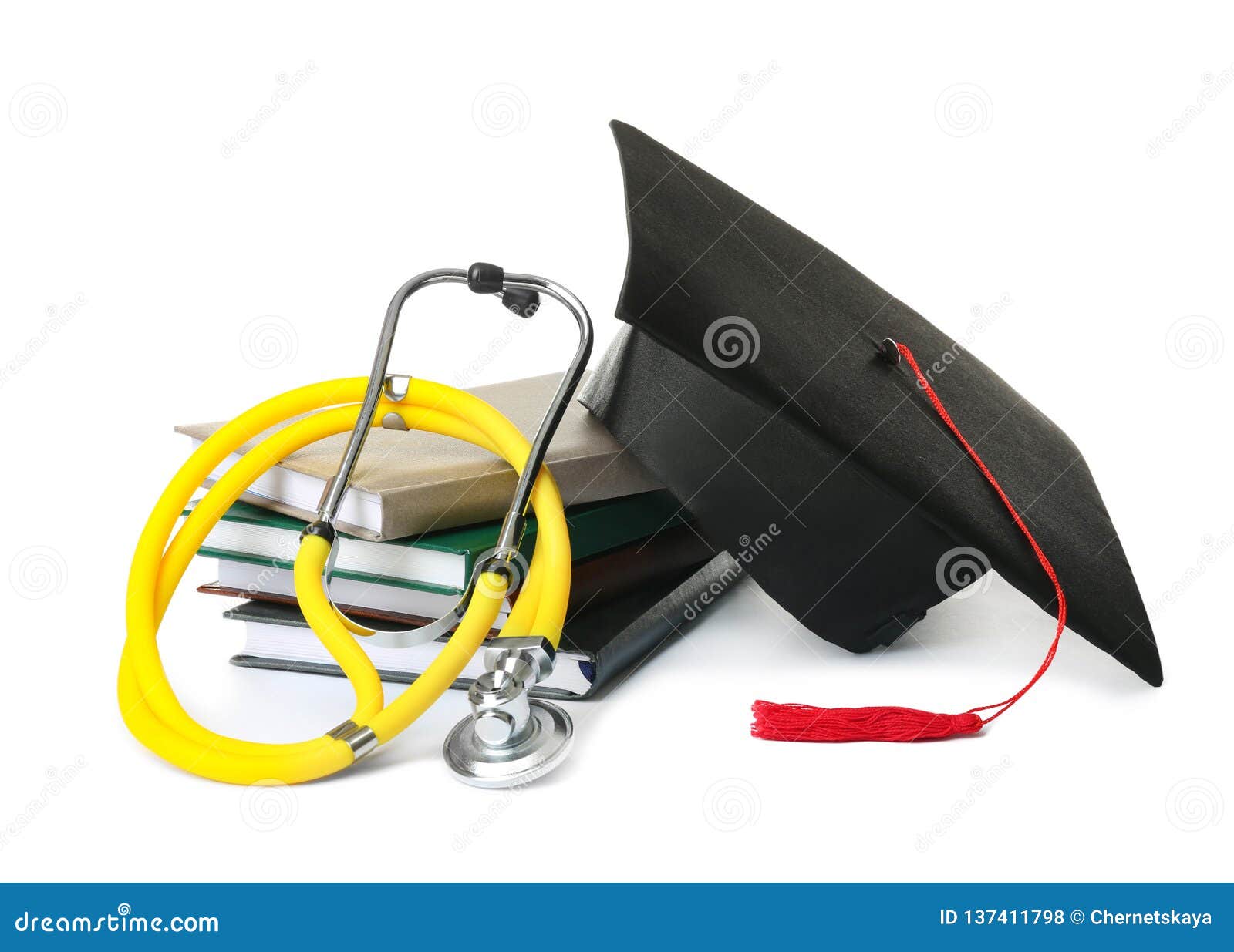 Graduation Hat And Stethoscope On The Wooden Background Stock Image ...