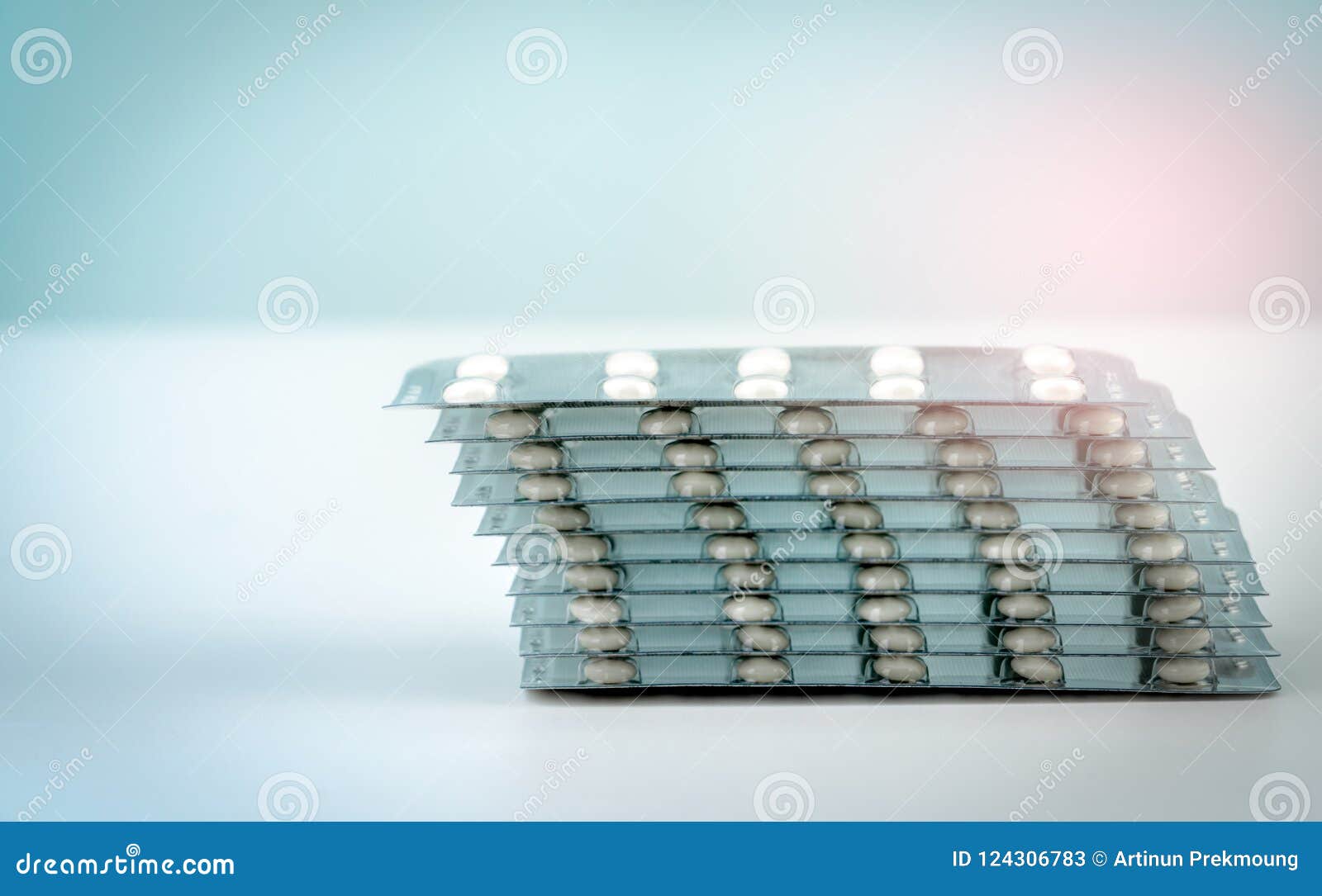 Stack of Sugar Coated Tablet Pill on White Background. Pharmacy ...