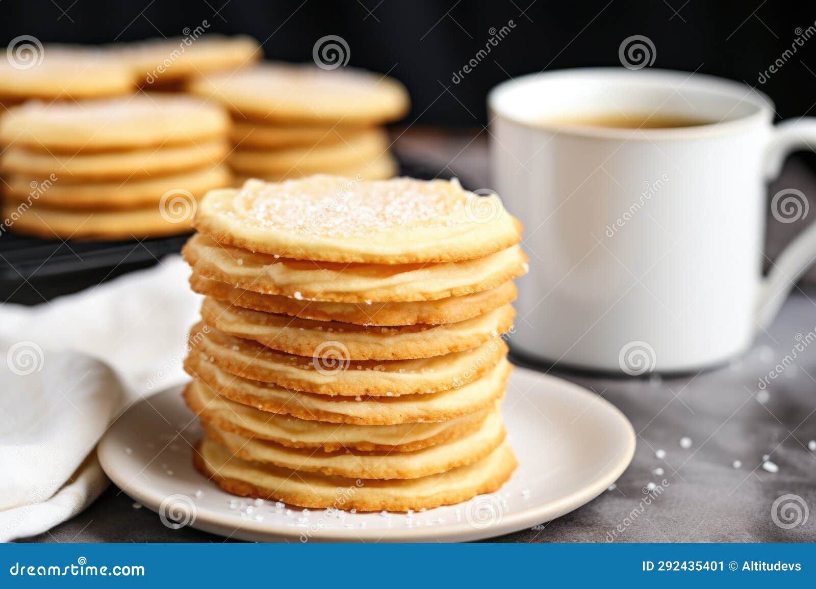Stack of Sugar Cookies Next To a White Coffee Cup Stock Image - Image ...