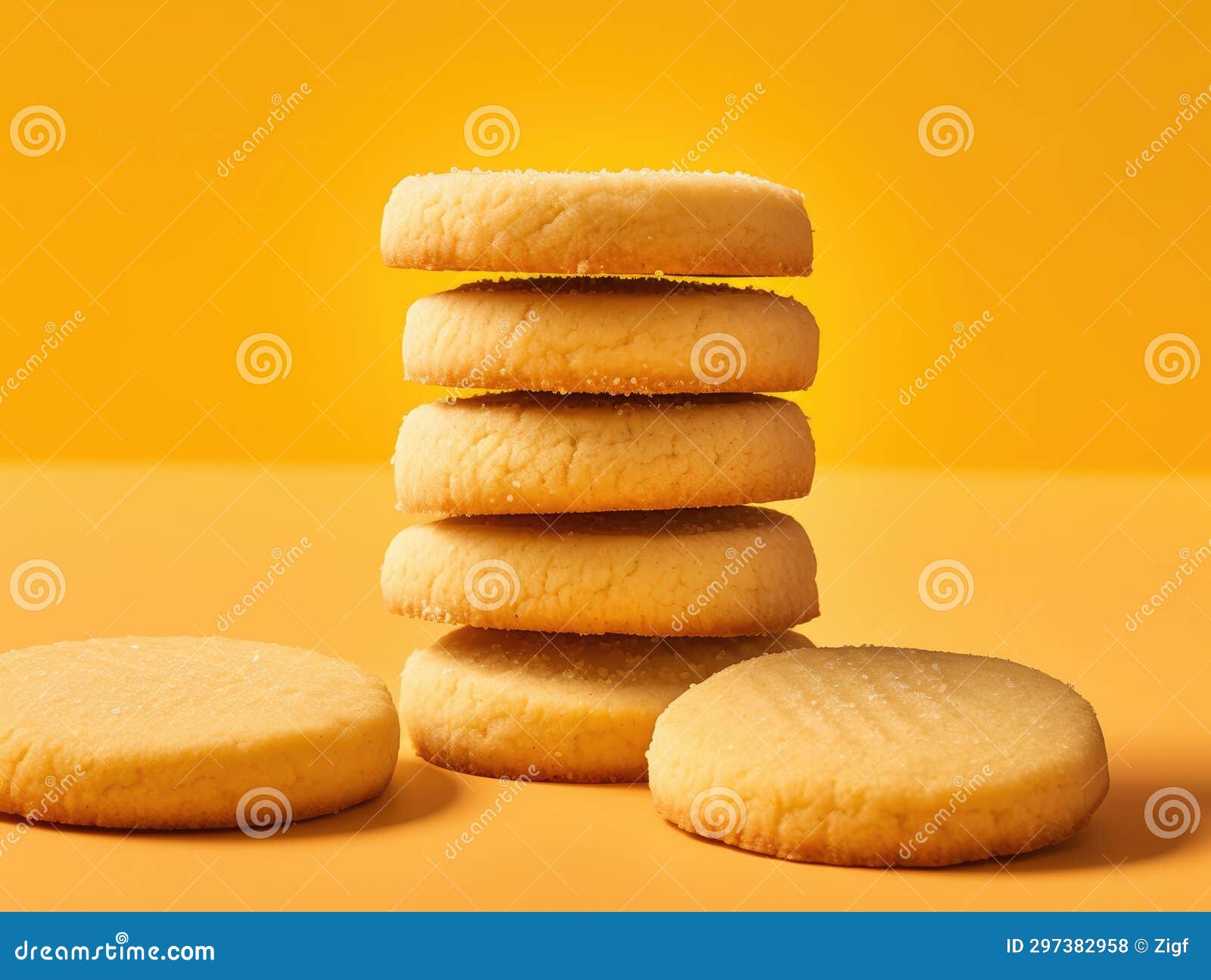 Stack of Sugar Cookies on a Yellow Background Stock Illustration ...