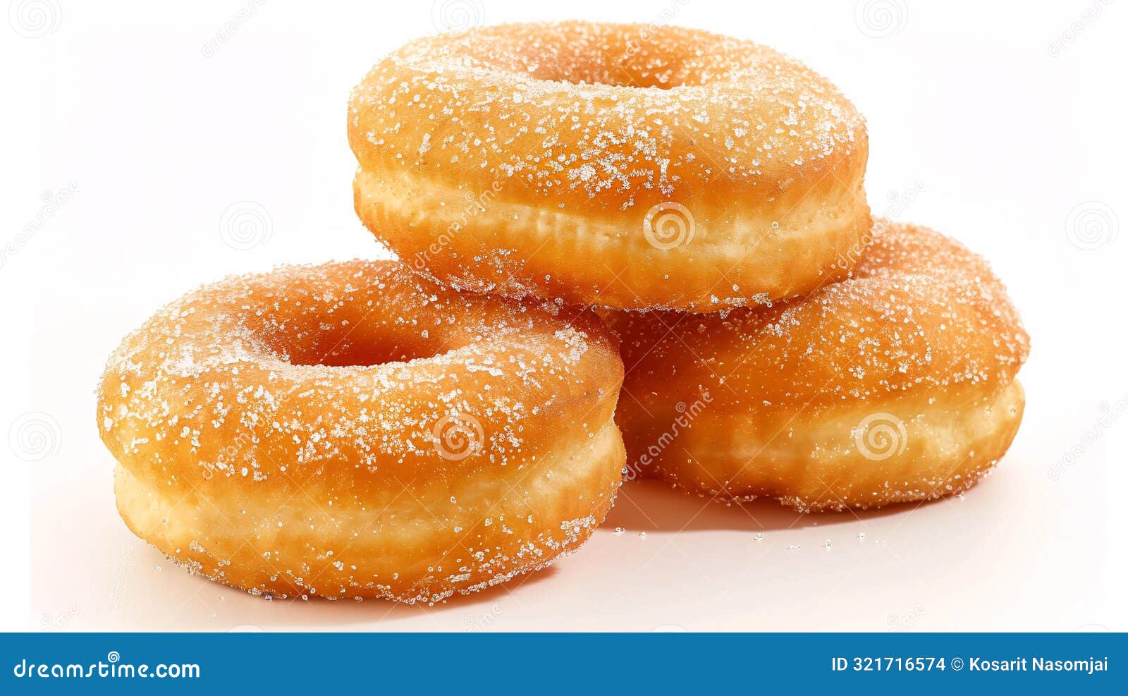 Stack of Sugar Donuts. Three Fresh Sugar Donuts Stacked Together on ...