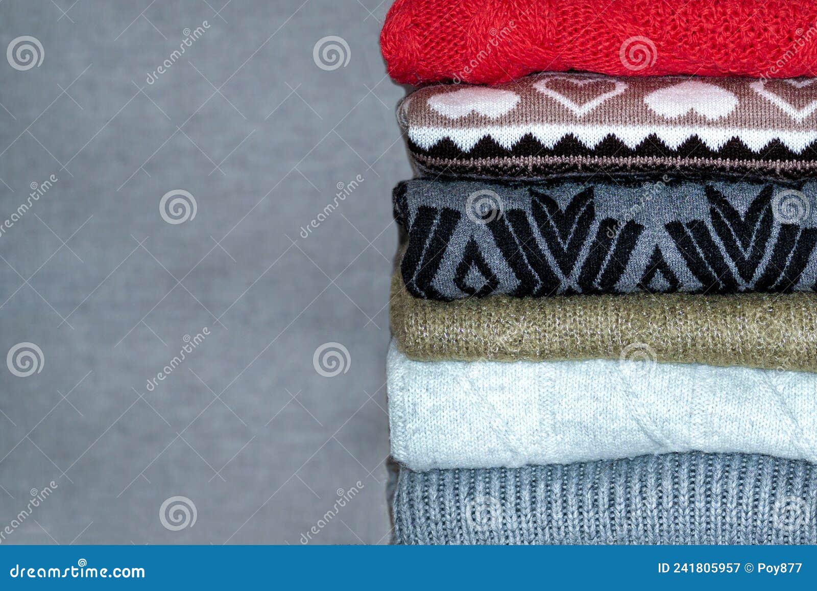 Stack of sweaters, jumpers stock image. Image of garment - 241805957