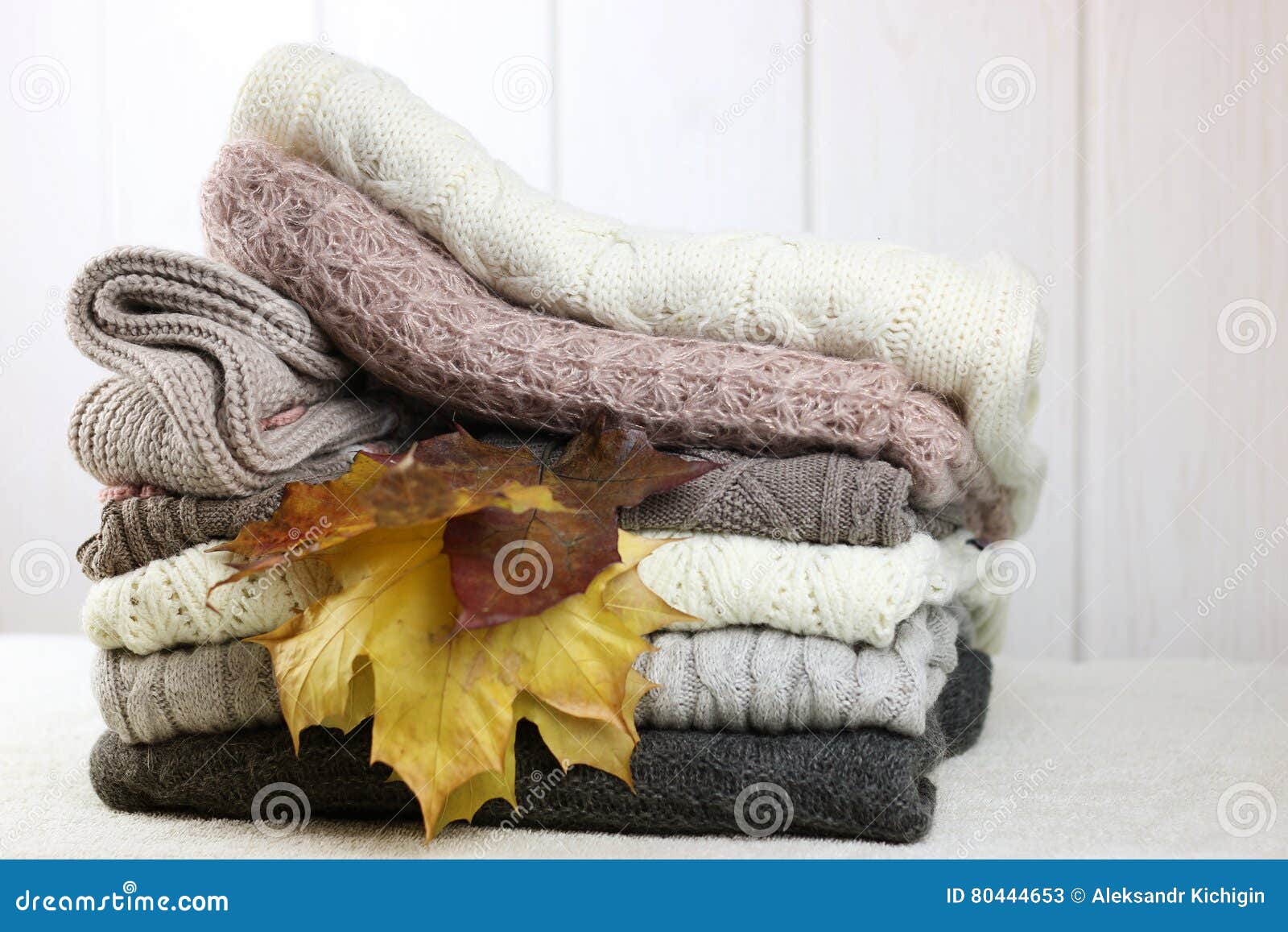 Stack of Sweaters Knitted Autumn Concept Stock Image - Image of ...