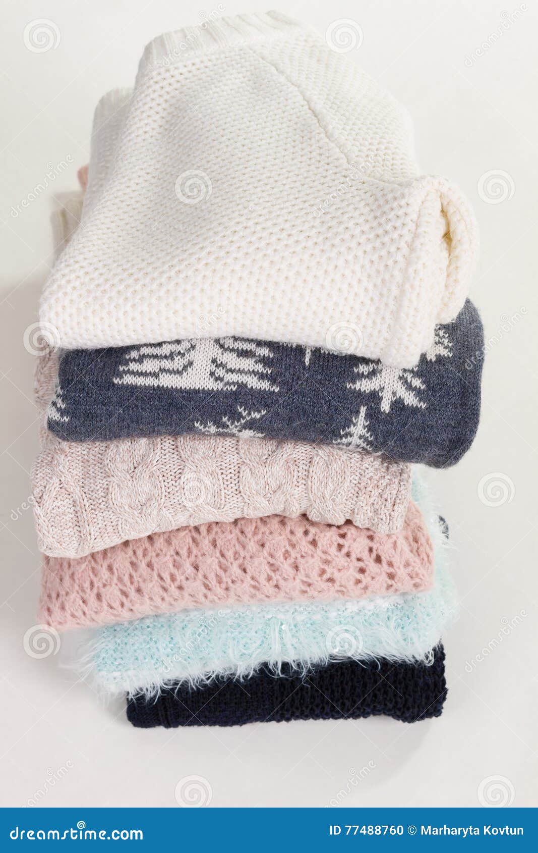 Stack of Sweaters. Set of Winter Pullovers. Stock Photo - Image of ...