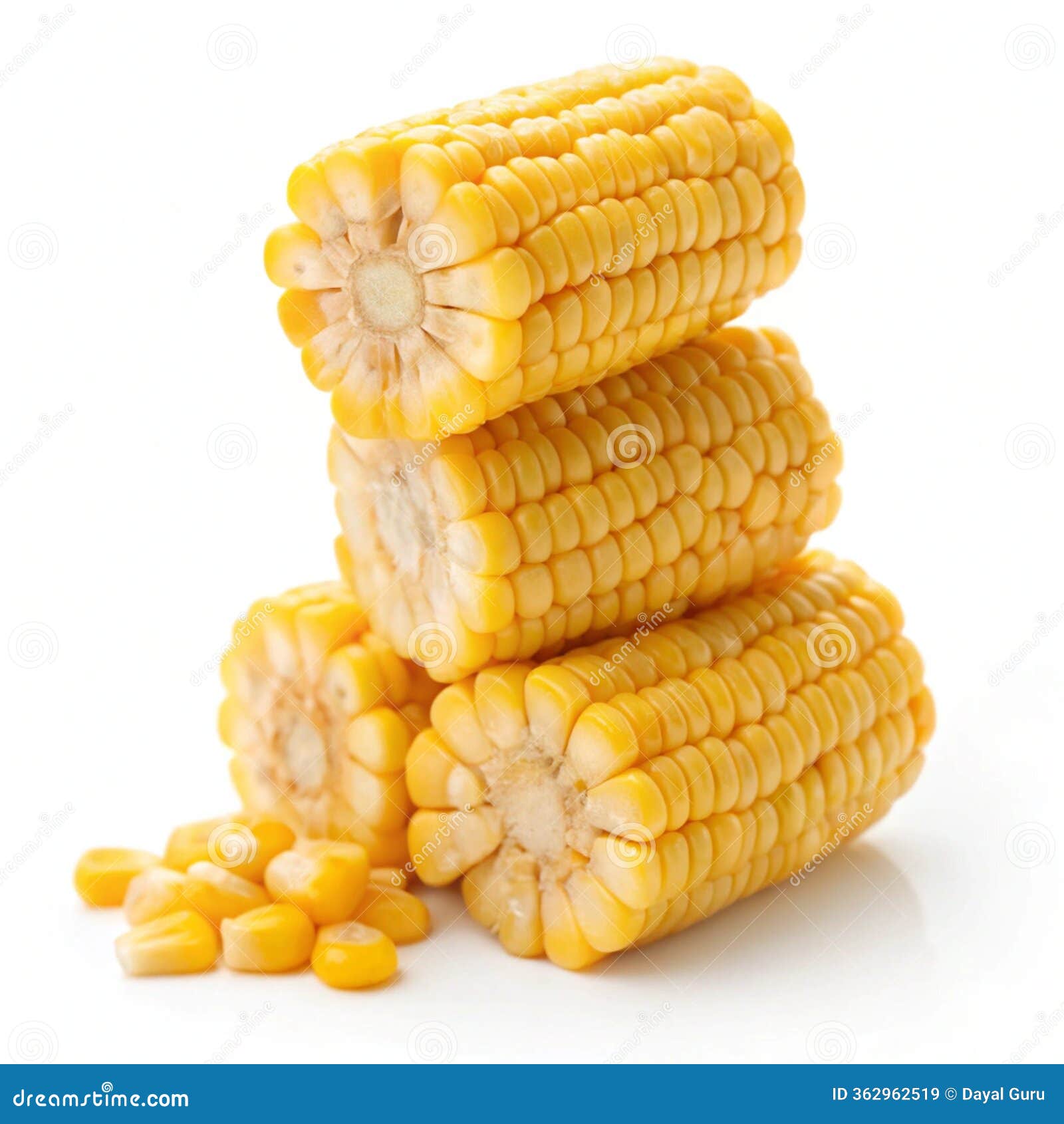 Stack of Sweetcorn Kernels Isolated on White Background Stock ...