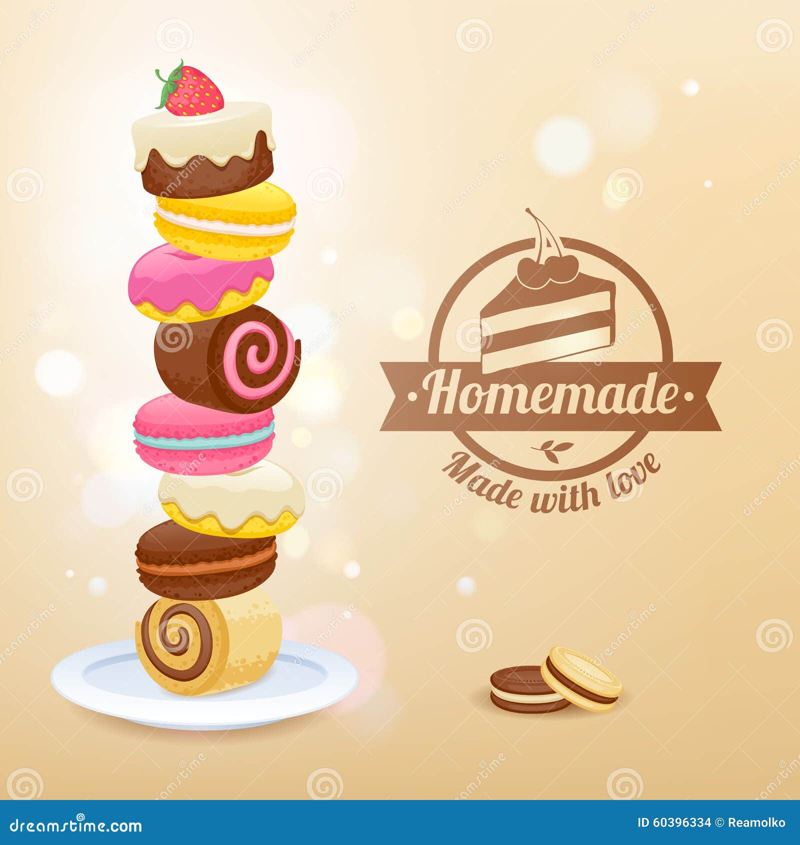 Stack of Sweets on Plate Vector Illustration Stock Vector ...