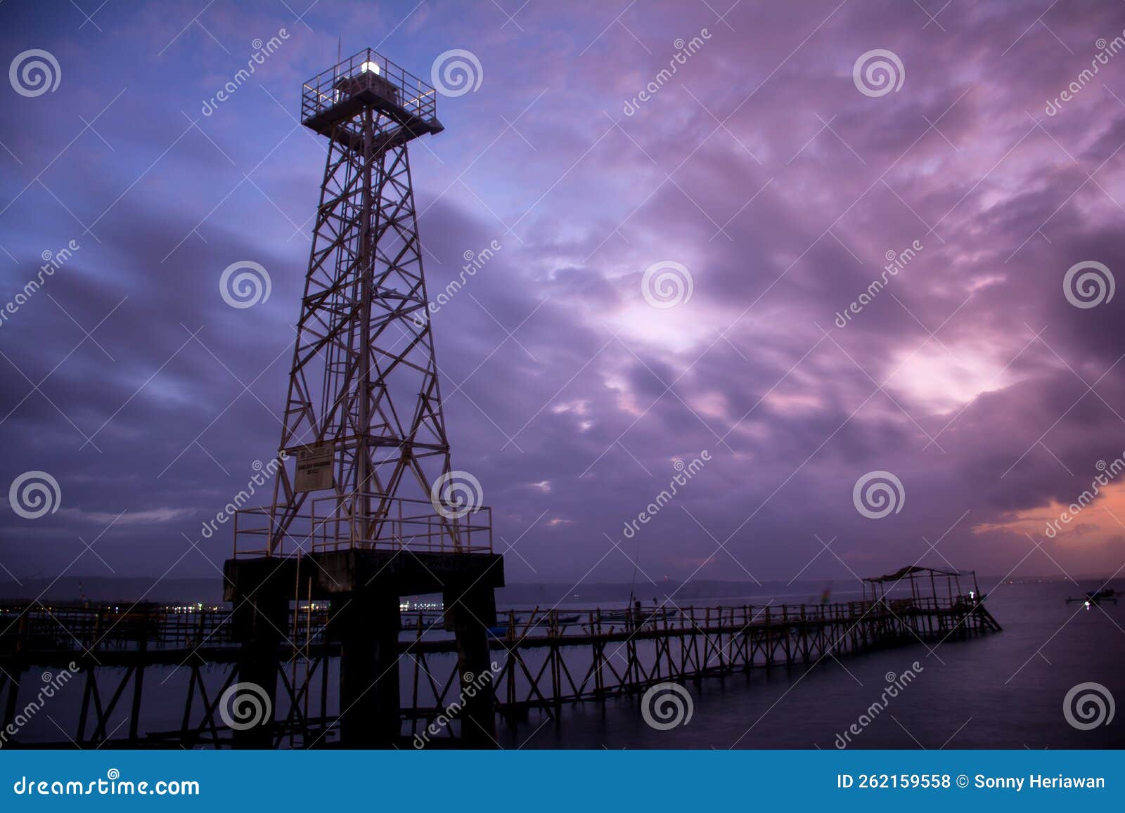 Lighthouse in the Dawn at Indonesian Beach Stock Photo - Image of ...