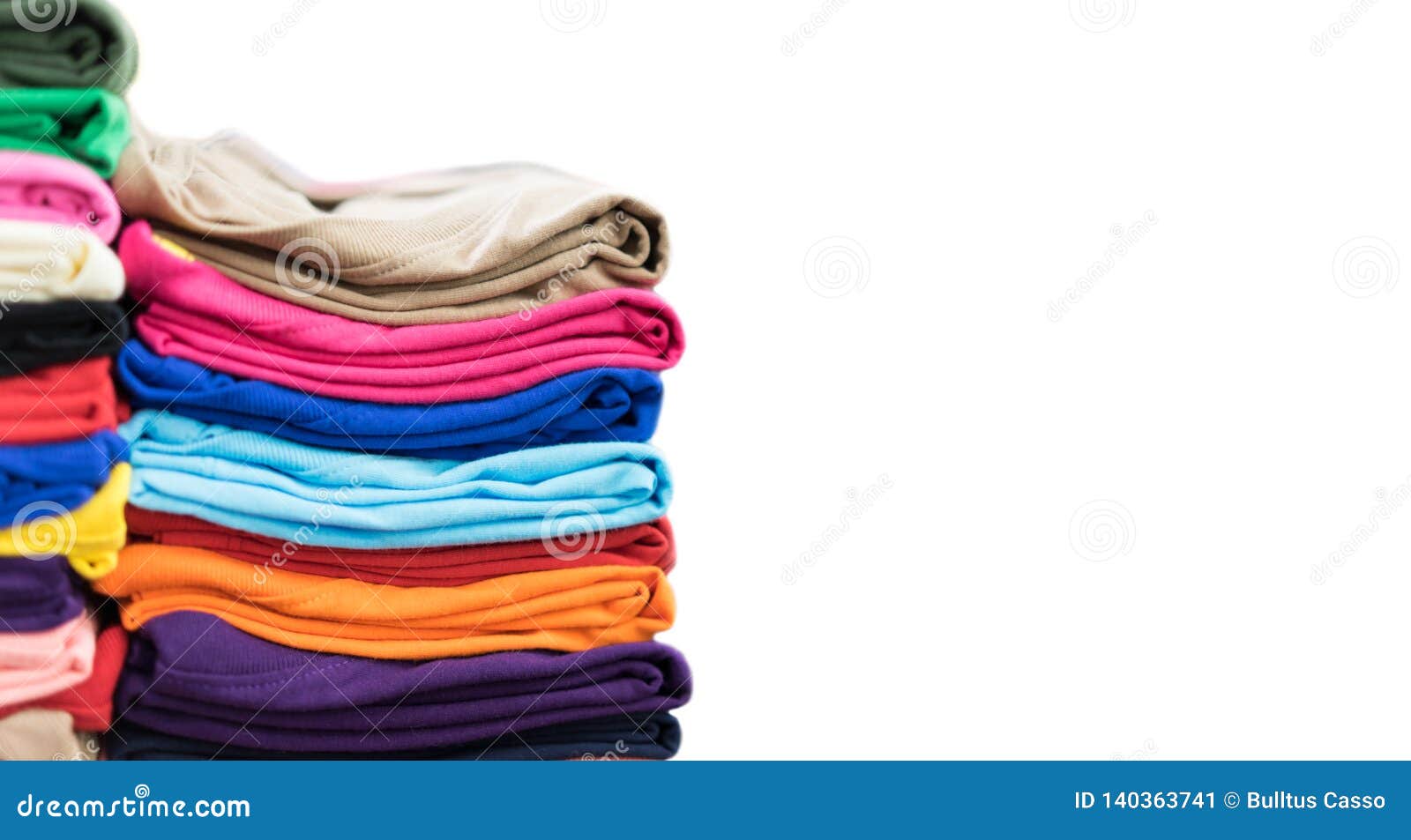 Stack T-shirts on Isolated White Background Stock Image - Image of ...
