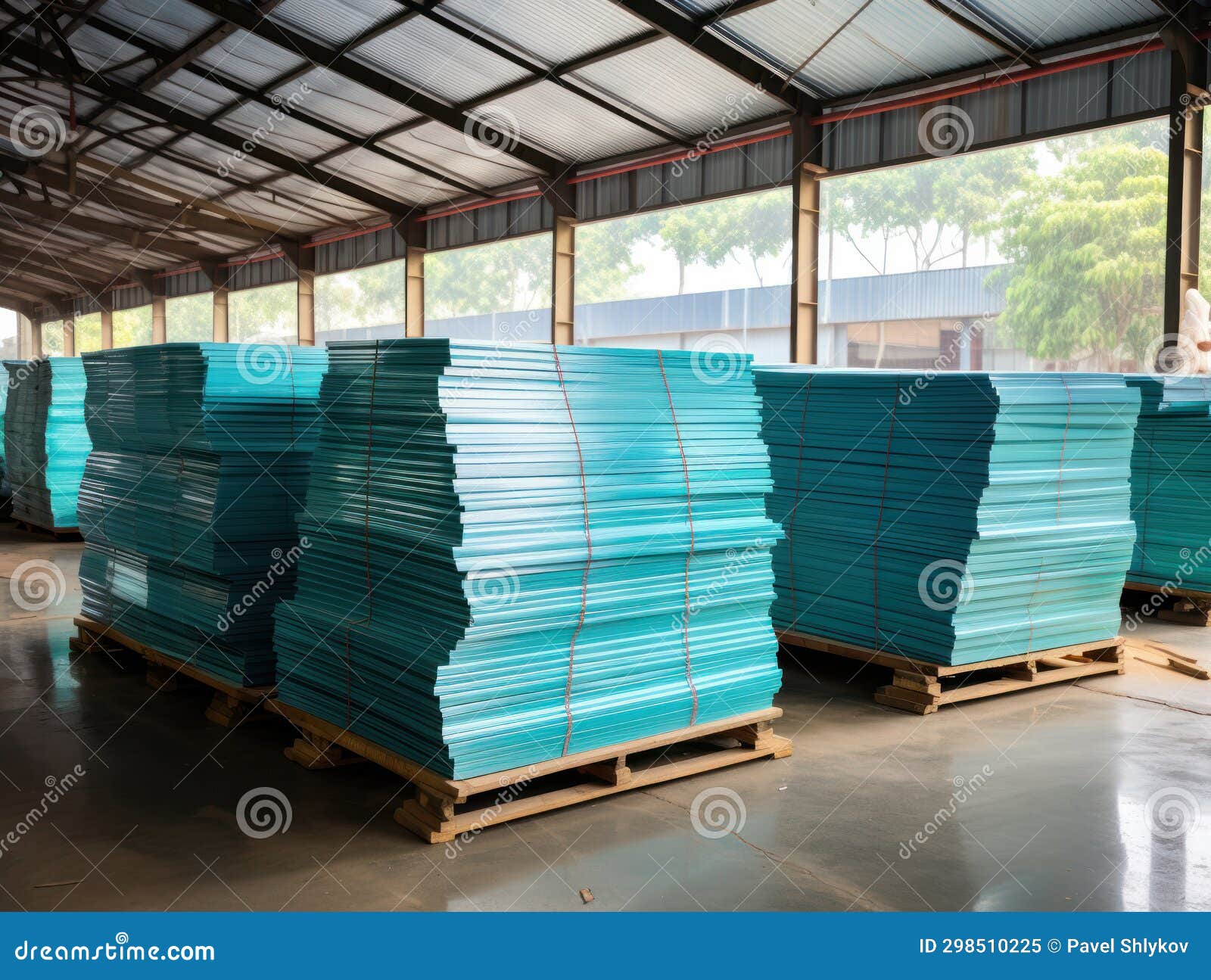 Stack of Tack Plastic Sheets are Kept in the Warehouse. Acrylic Glass ...