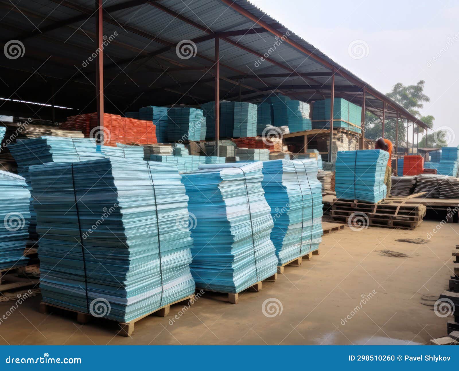 Stack of Tack Plastic Sheets are Kept in the Warehouse. Acrylic Glass ...