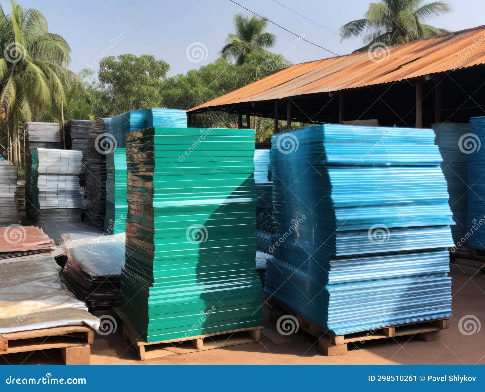 Stack of Tack Plastic Sheets are Kept in the Warehouse. Acrylic Glass ...