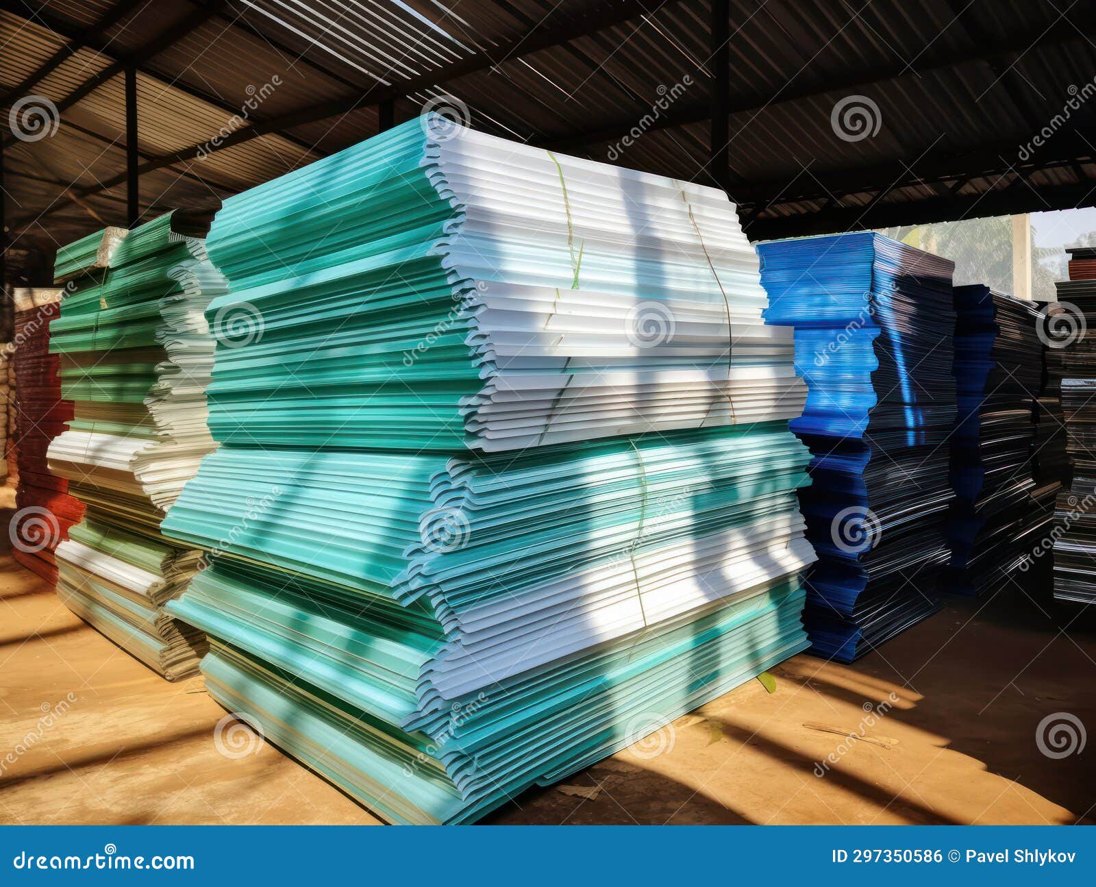 Stack of Tack Plastic Sheets are Kept in the Warehouse. Acrylic Glass ...