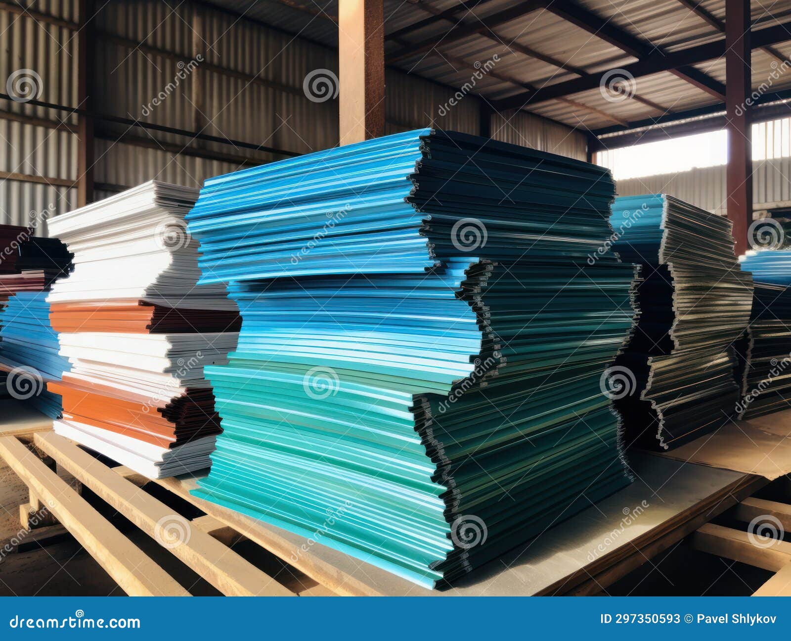 Stack of Tack Plastic Sheets are Kept in the Warehouse. Acrylic Glass ...