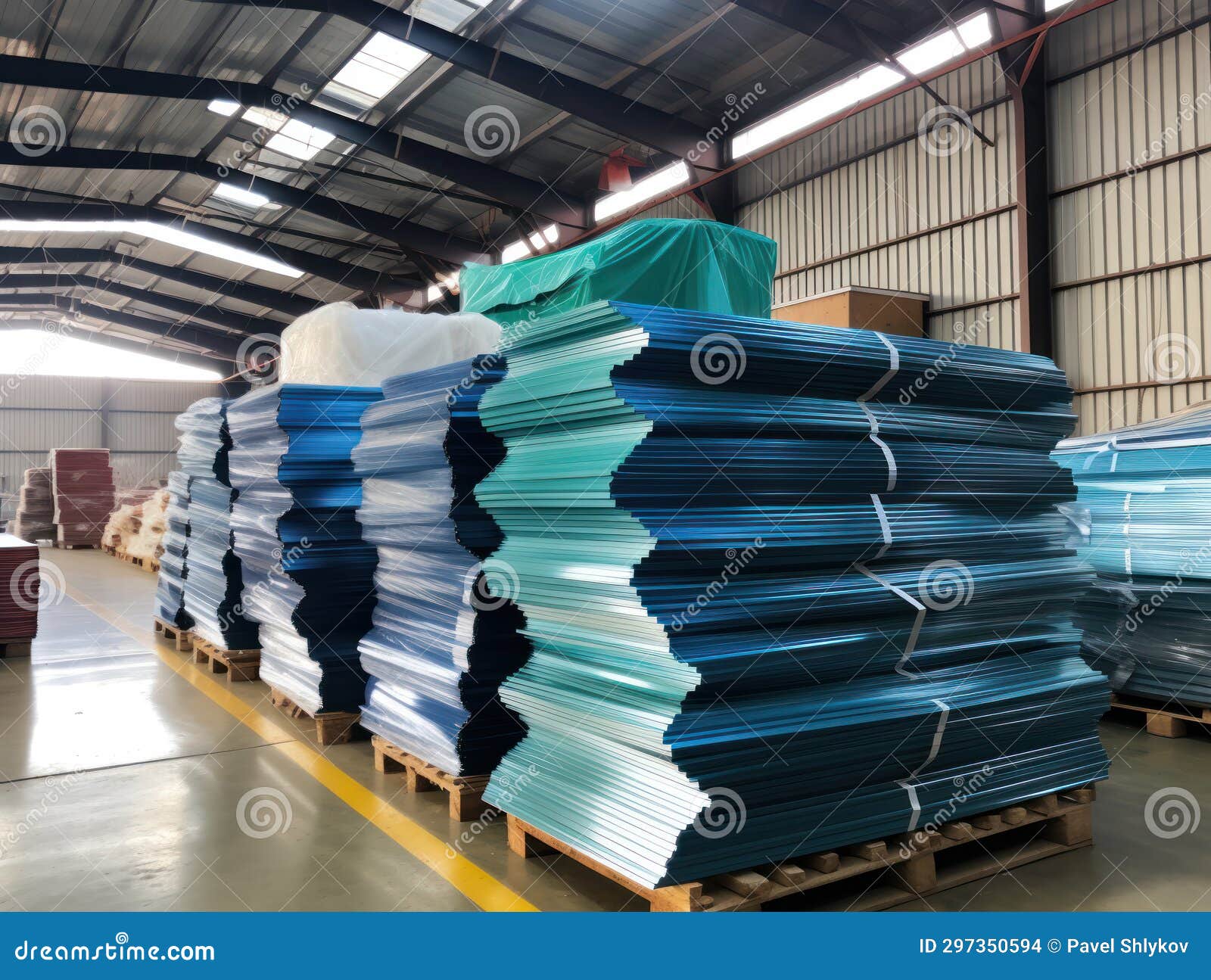 Stack of Tack Plastic Sheets are Kept in the Warehouse. Acrylic Glass ...