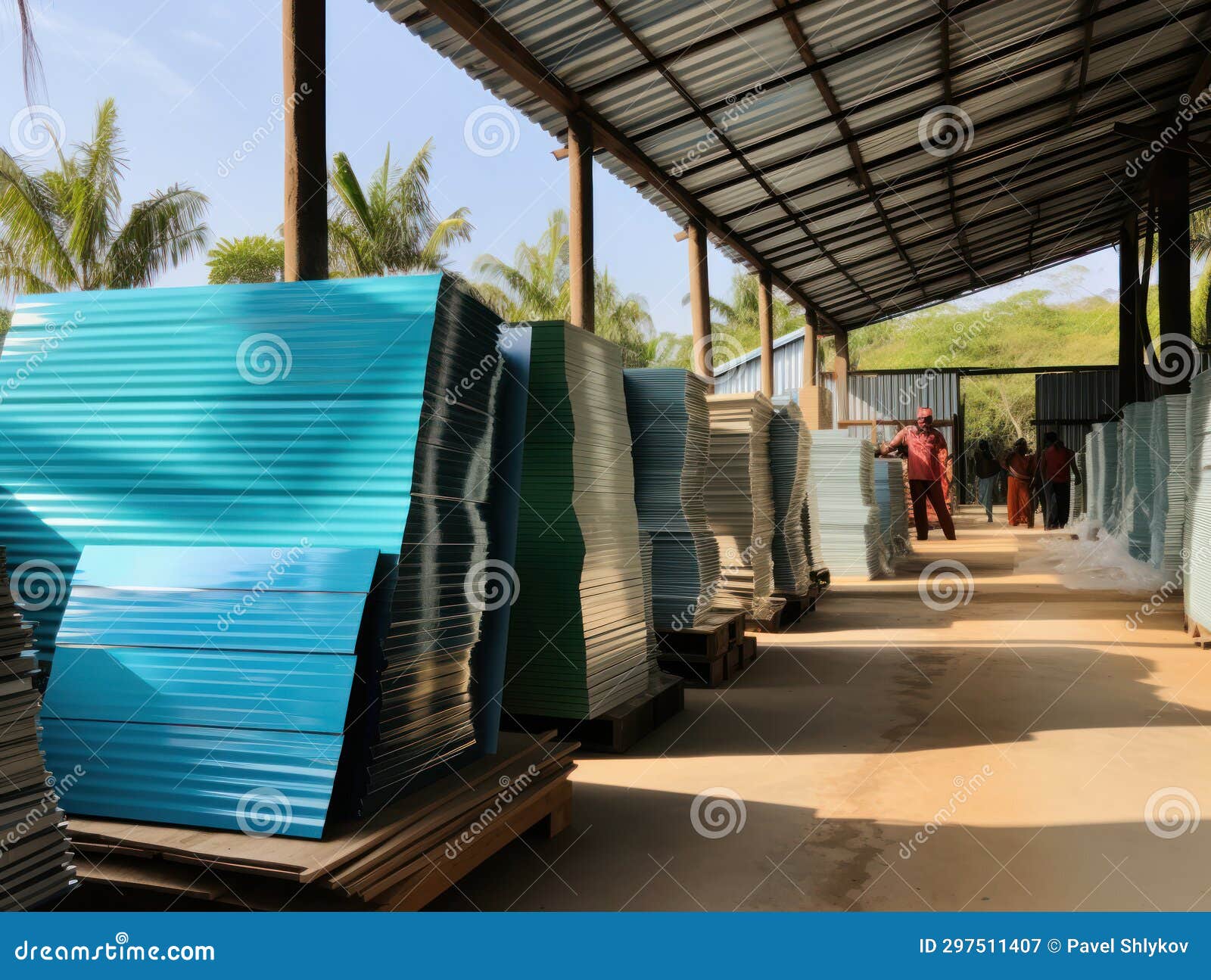 Stack of Tack Plastic Sheets are Kept in the Warehouse. Acrylic Glass ...
