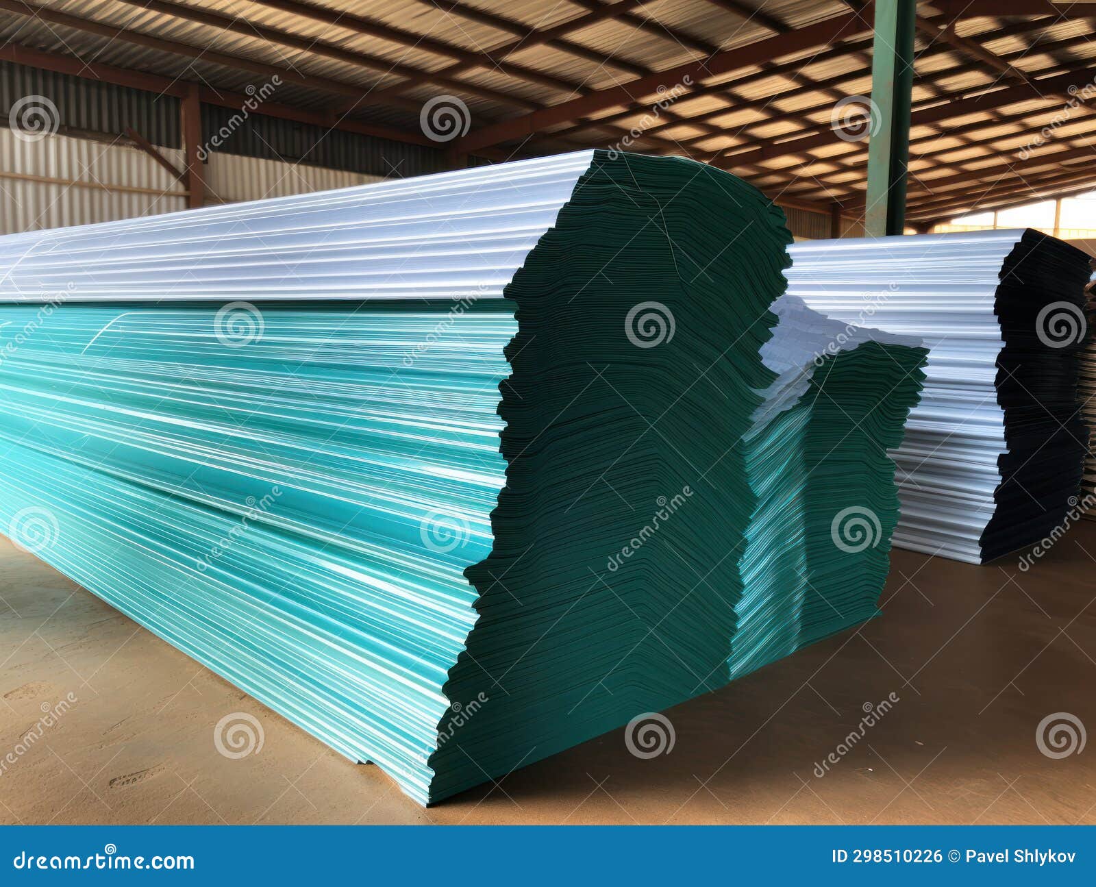 Stack of Tack Plastic Sheets are Kept in the Warehouse. Acrylic Glass ...