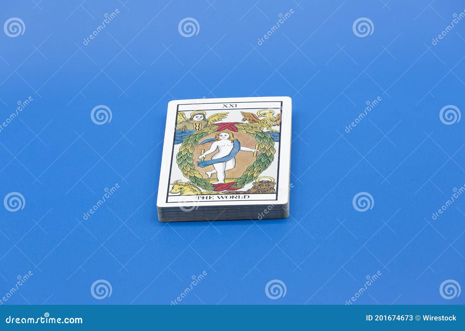 Stack of Tarot Cards on Blue Surface Stock Image - Image of background ...