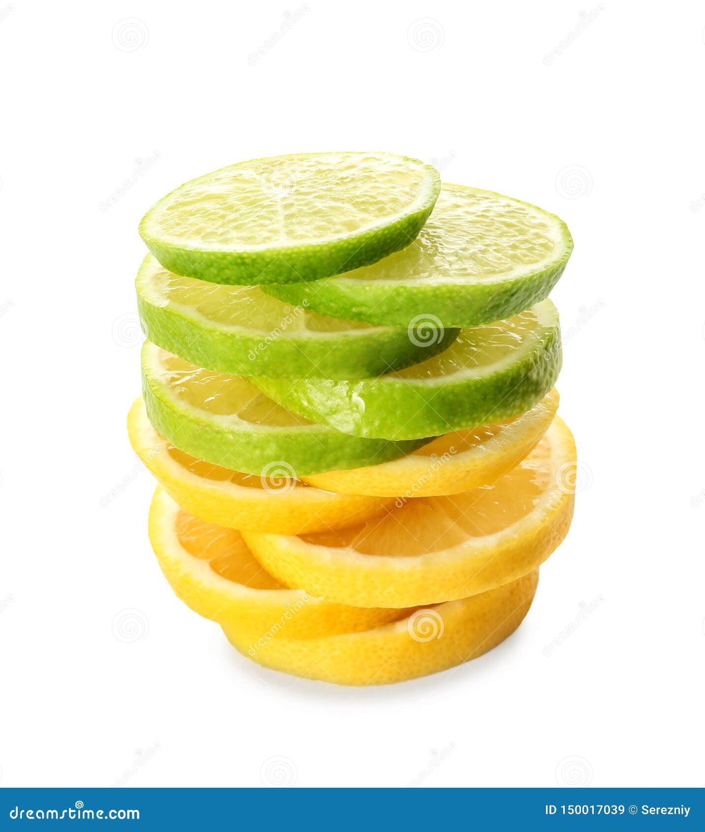 Stack of Tasty Lime and Lemon Slices on White Background Stock Image ...