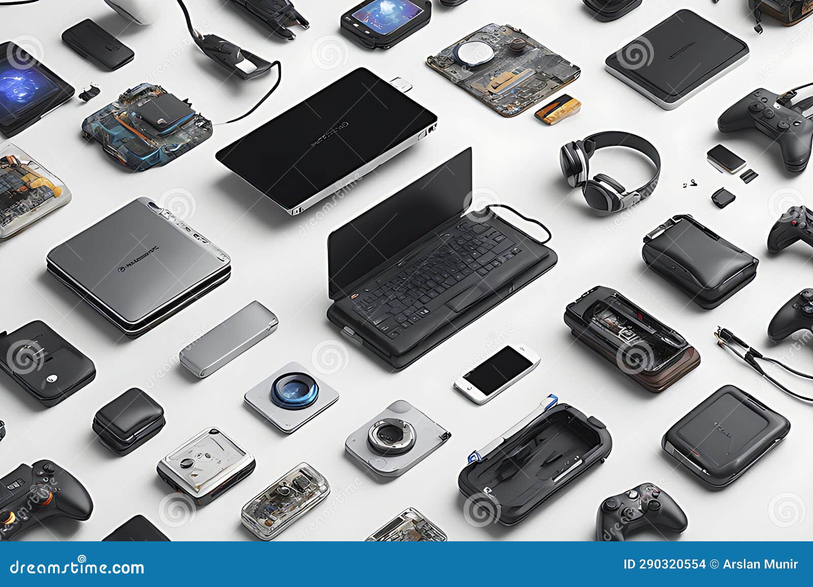 A stack of tech gadgets stock illustration. Illustration of screen ...