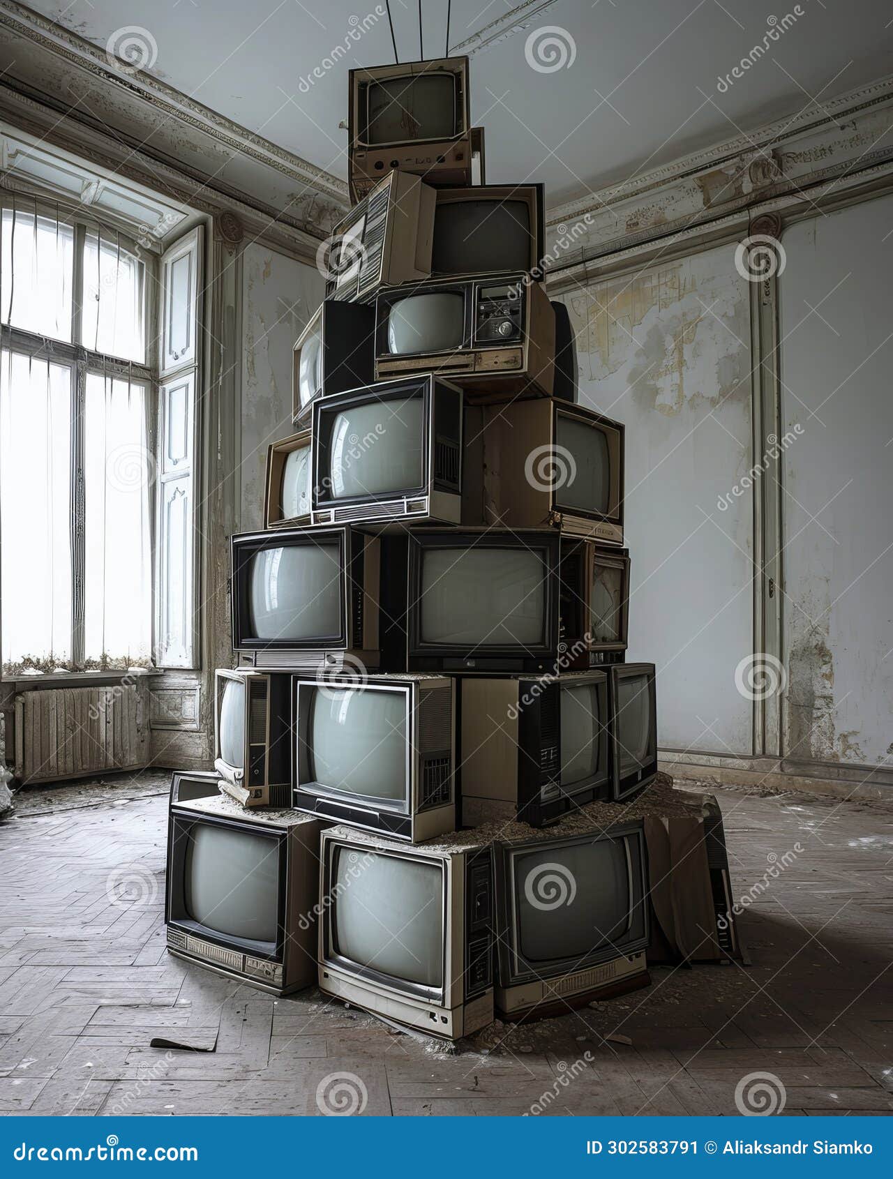 A Stack of Televisions Stacked on Top of Each Other Stock Illustration ...
