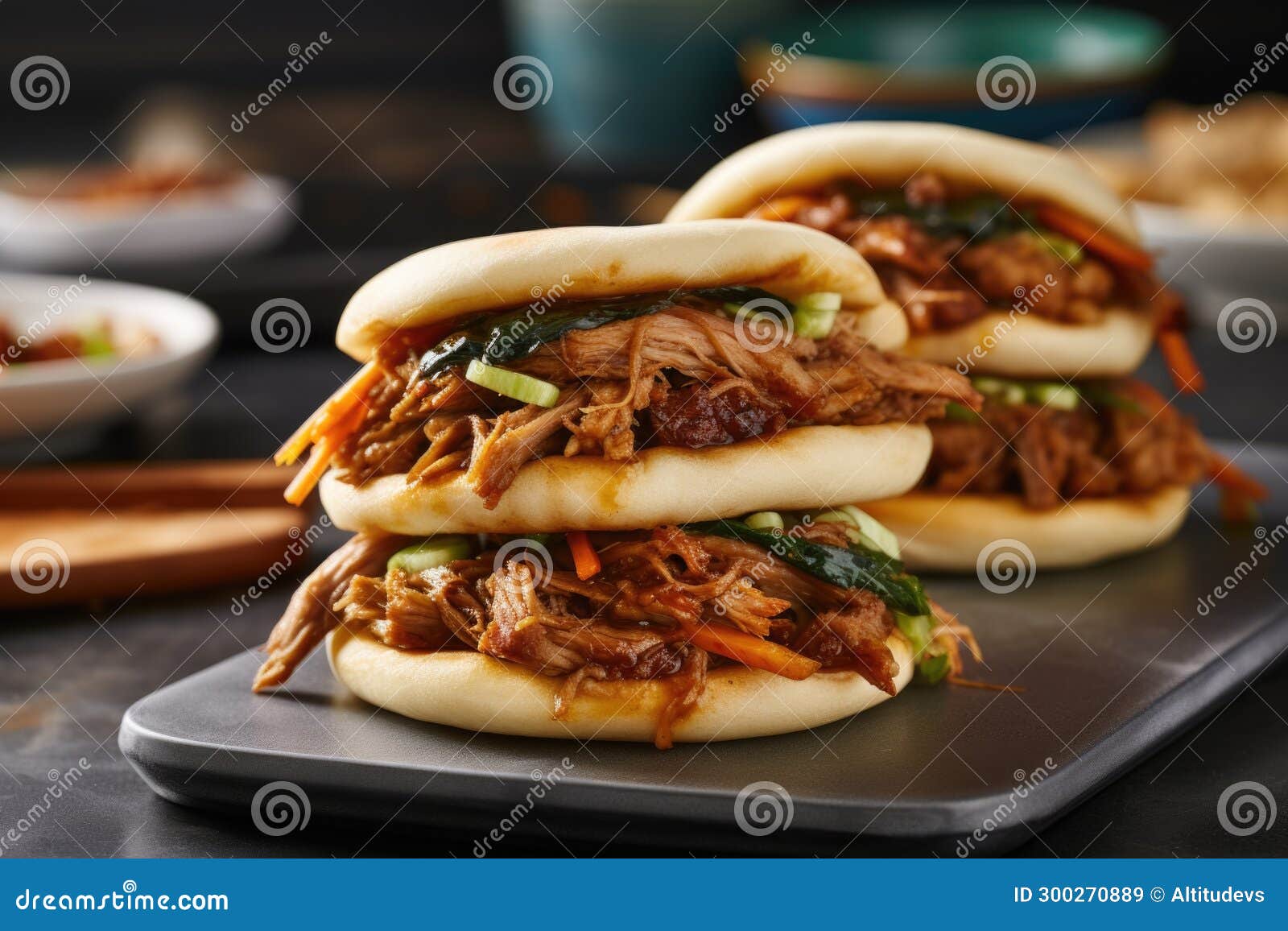 Stack of Tempting Pulled Pork Buns Stock Image - Image of meat, savory ...