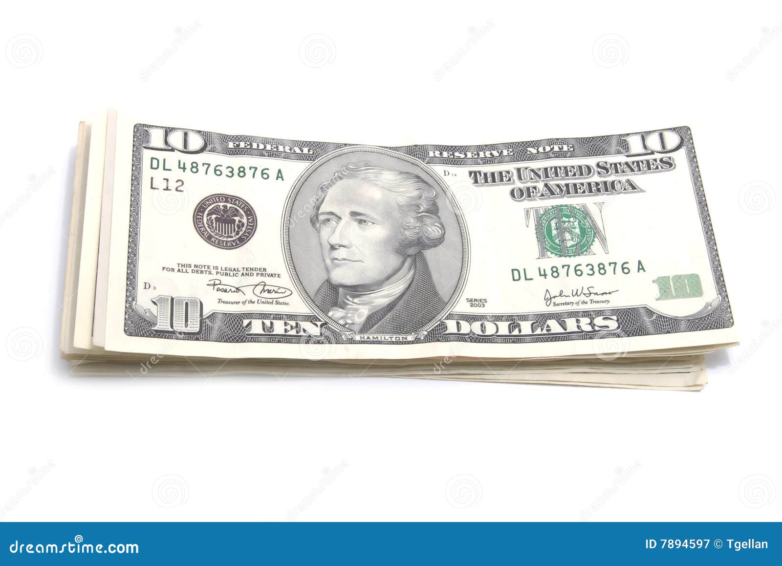 Stack of Ten Dollar Banknotes Stock Image - Image of united, cash: 7894597