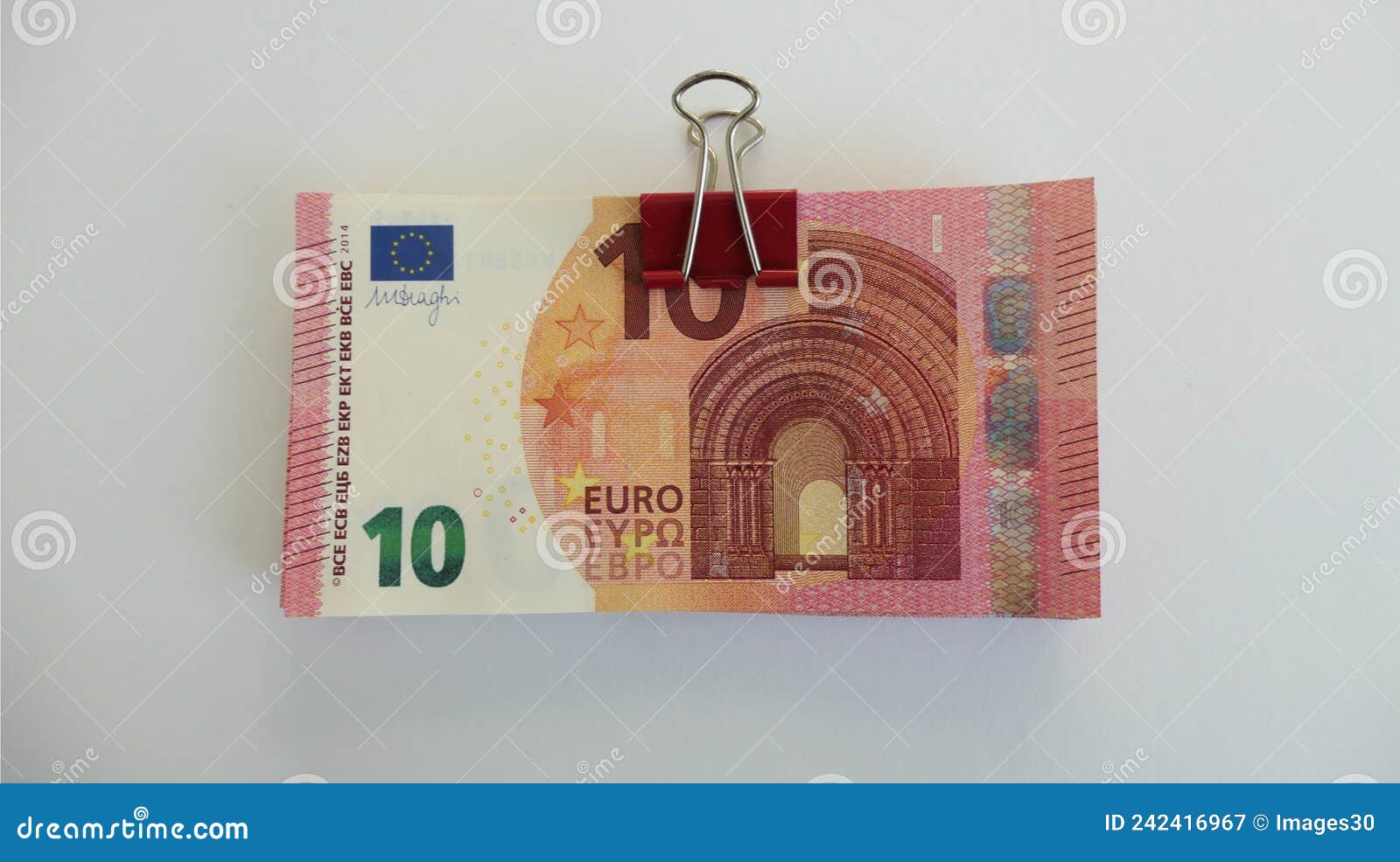 Stack of 10 Ten Euro Banknotes Clipped Stock Image - Image of exchange ...