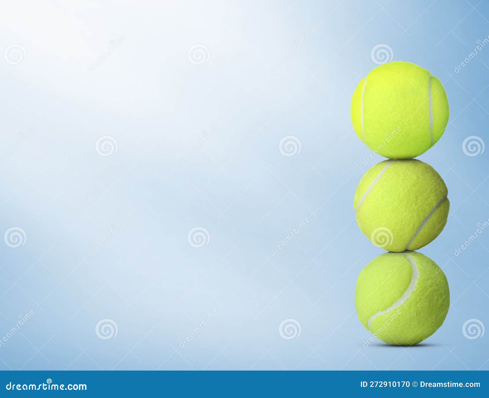 Stack of Tennis Balls on Light Blue Background. Space for Text Stock ...