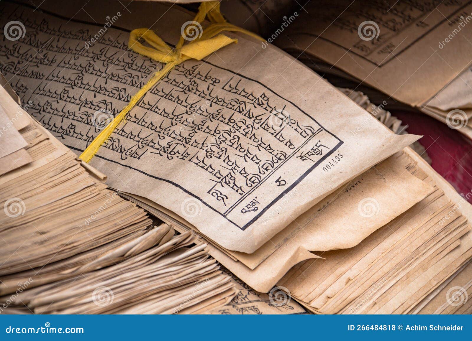 Stack of Text Verses with Tibetan Script at Kumbum Champa Ling ...