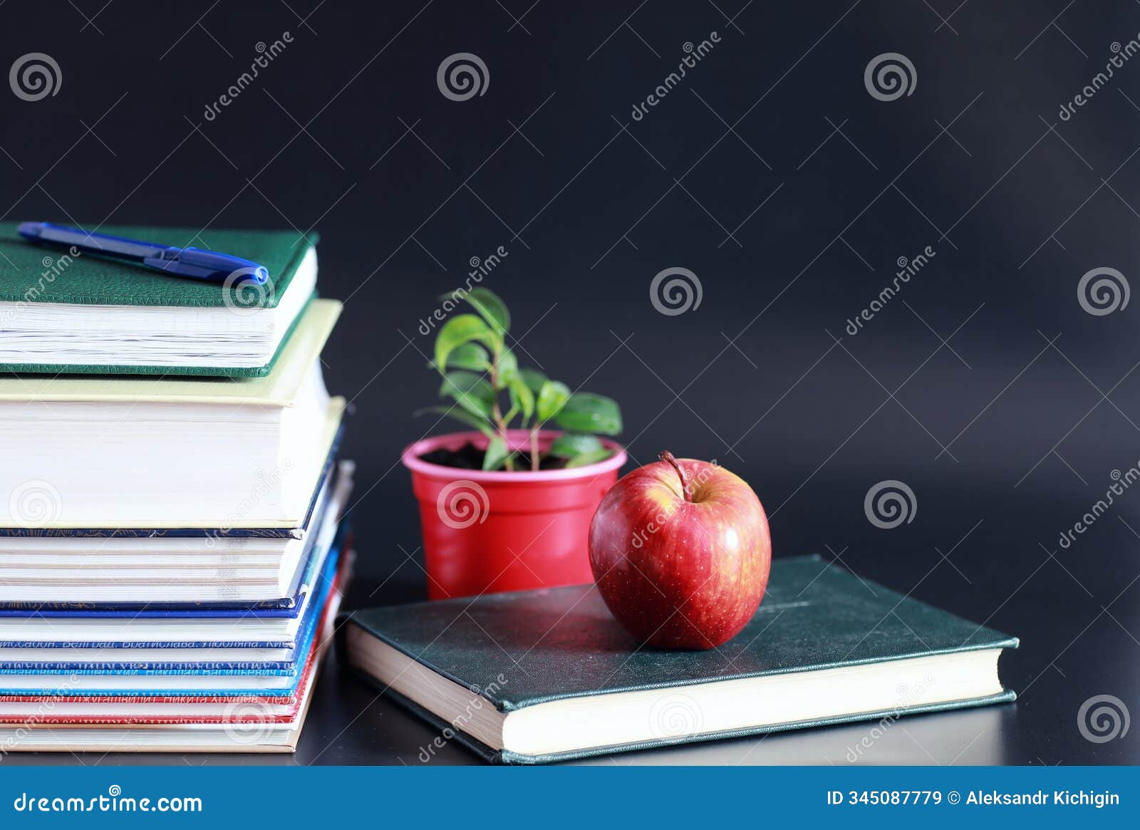 A Stack of Textbooks and Books on the Table. the Concept of Knowledge ...