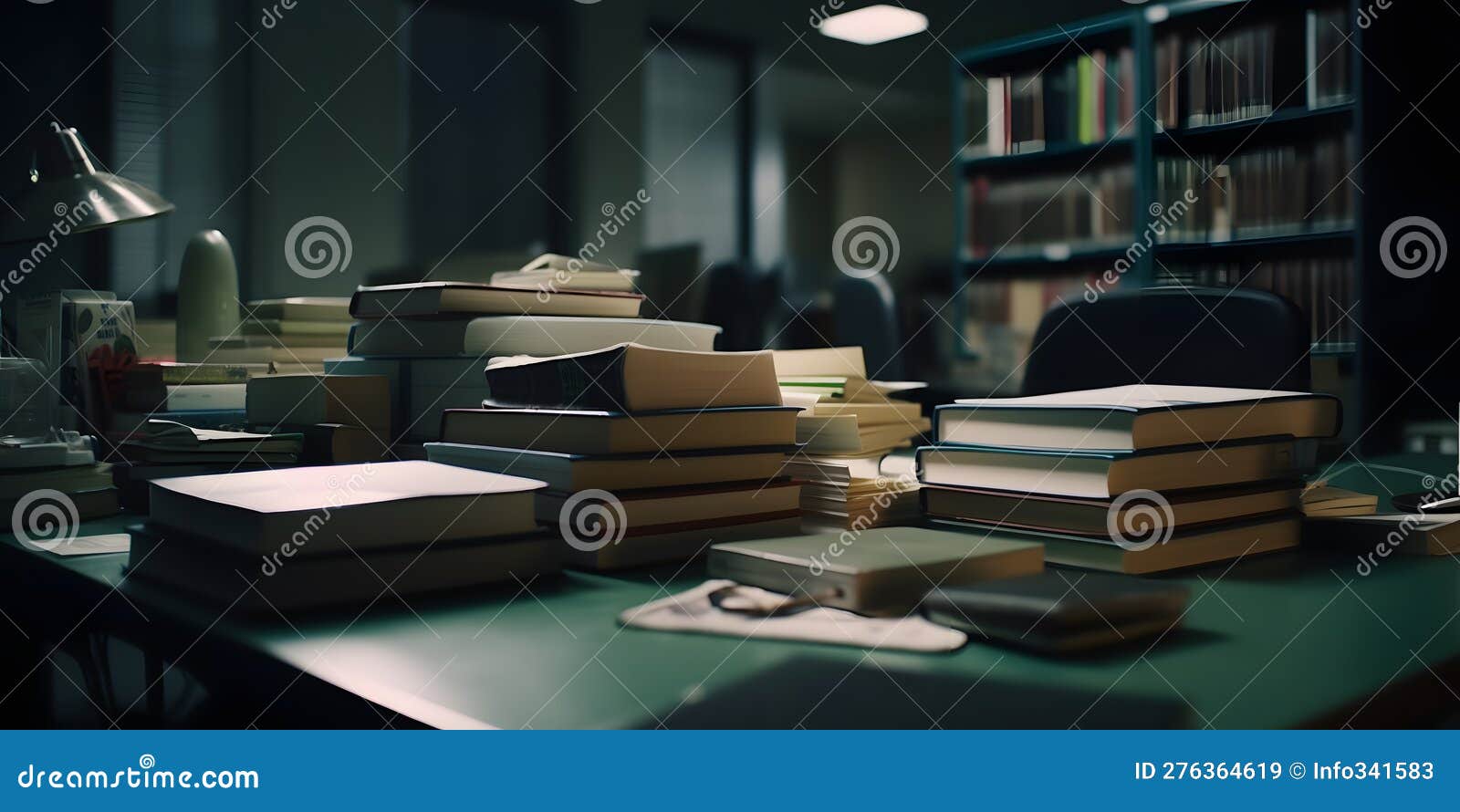 A Stack of Textbooks on a Desk in a Library Cinematic Five Created with ...