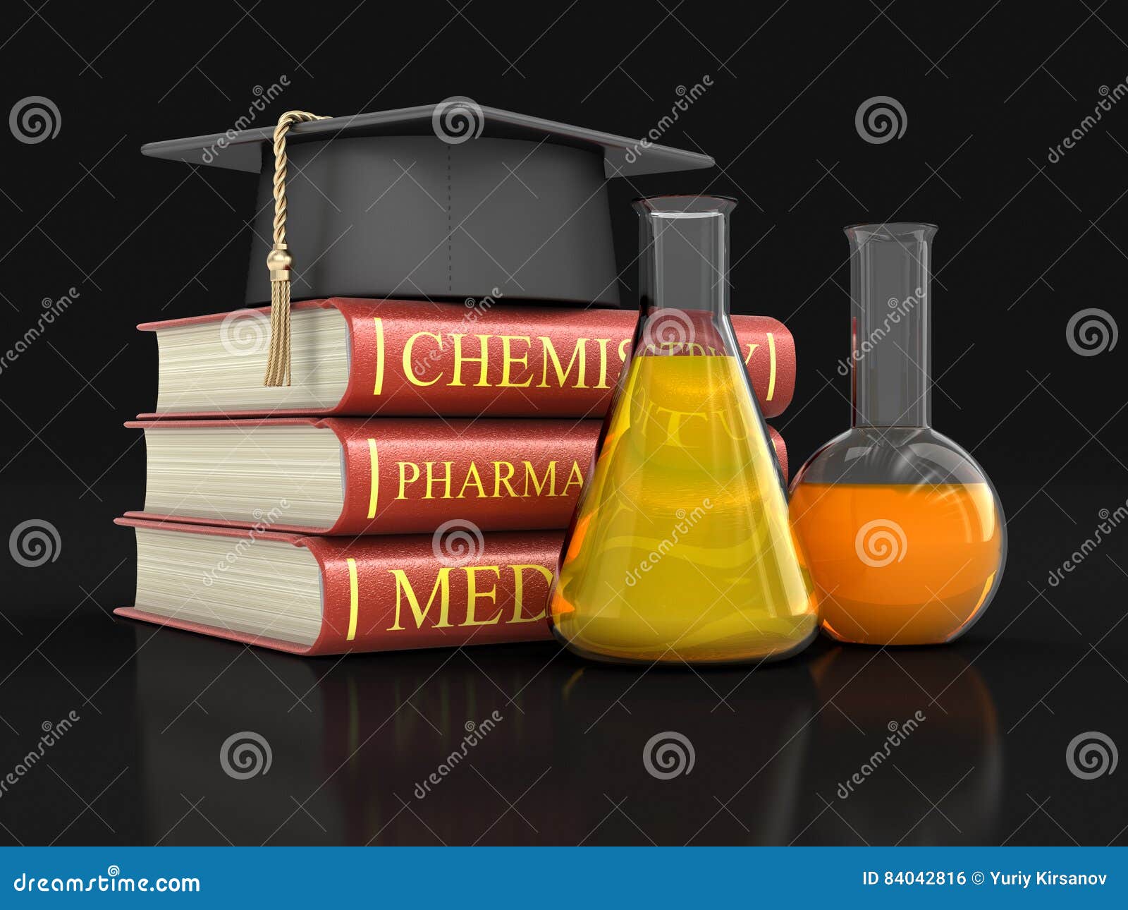 Stack of Textbooks and Flasks Stock Illustration - Illustration of ...
