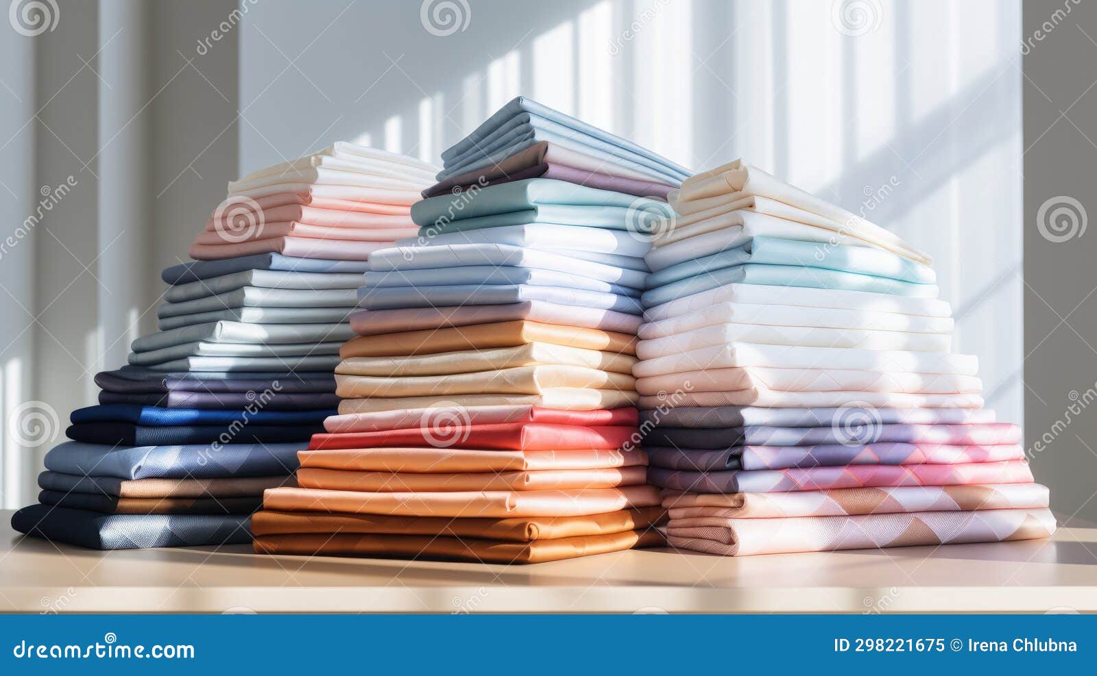 Stack of Textiles at a Fabric Shop. Generative AI Stock Illustration ...