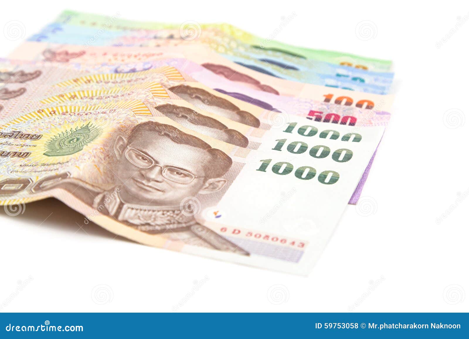 Stack of Thai Money on White Background Stock Photo - Image of business ...