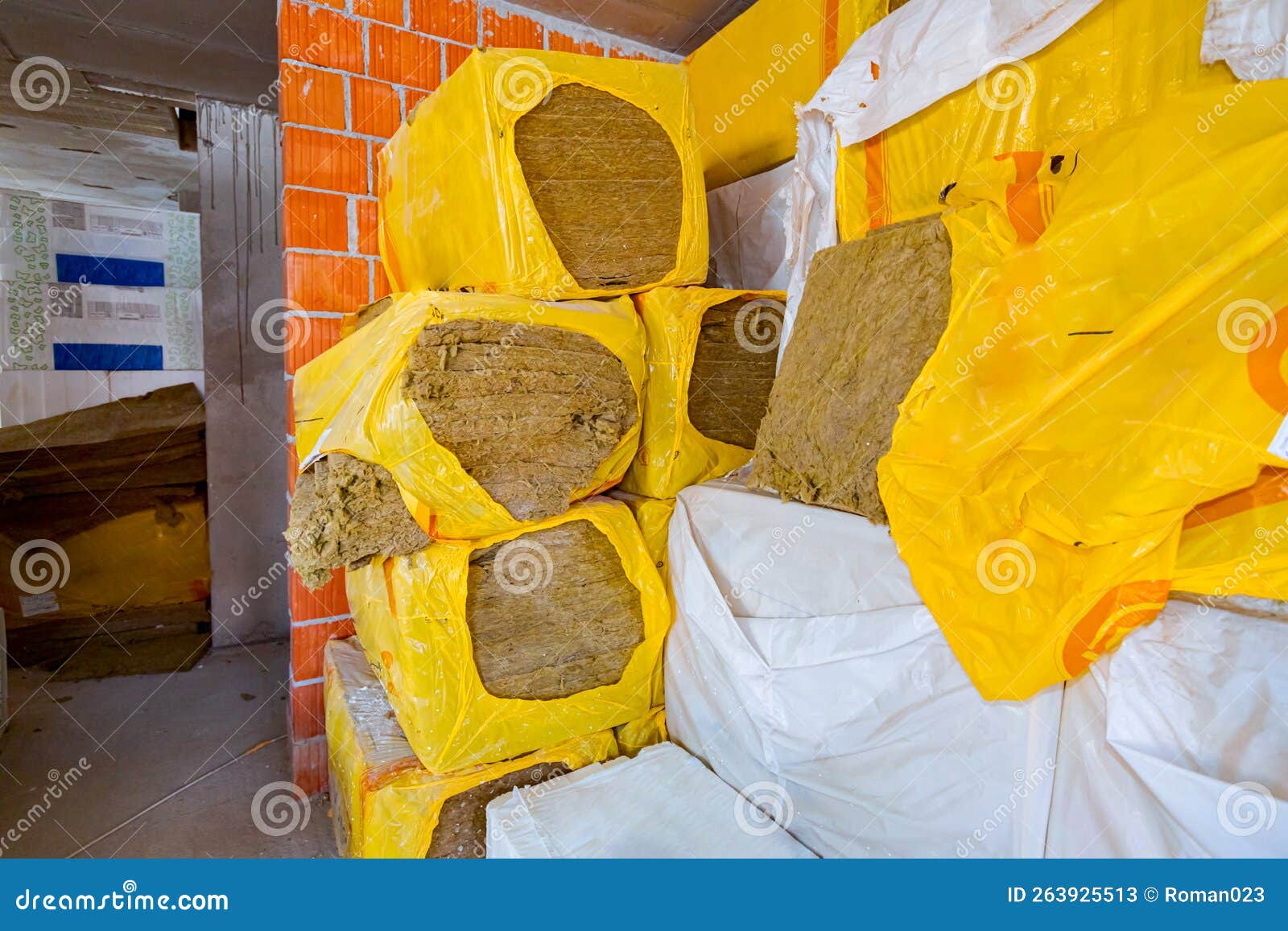 Stack of Thermal Insulation Material is Wrapped with Cellophane Foil ...