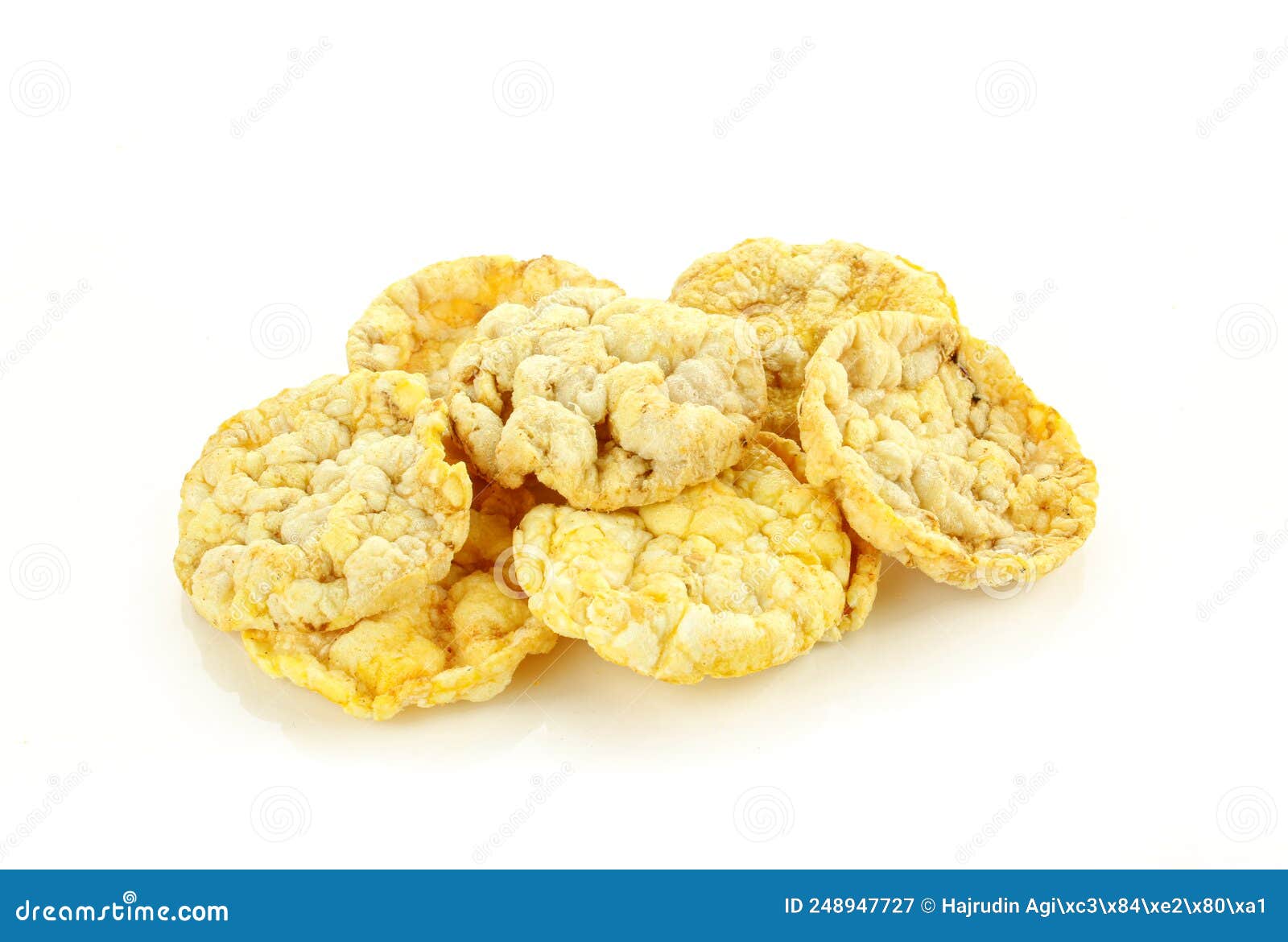 Stack of Thin Corn Rice Cracker Chips Isolated on White Background ...