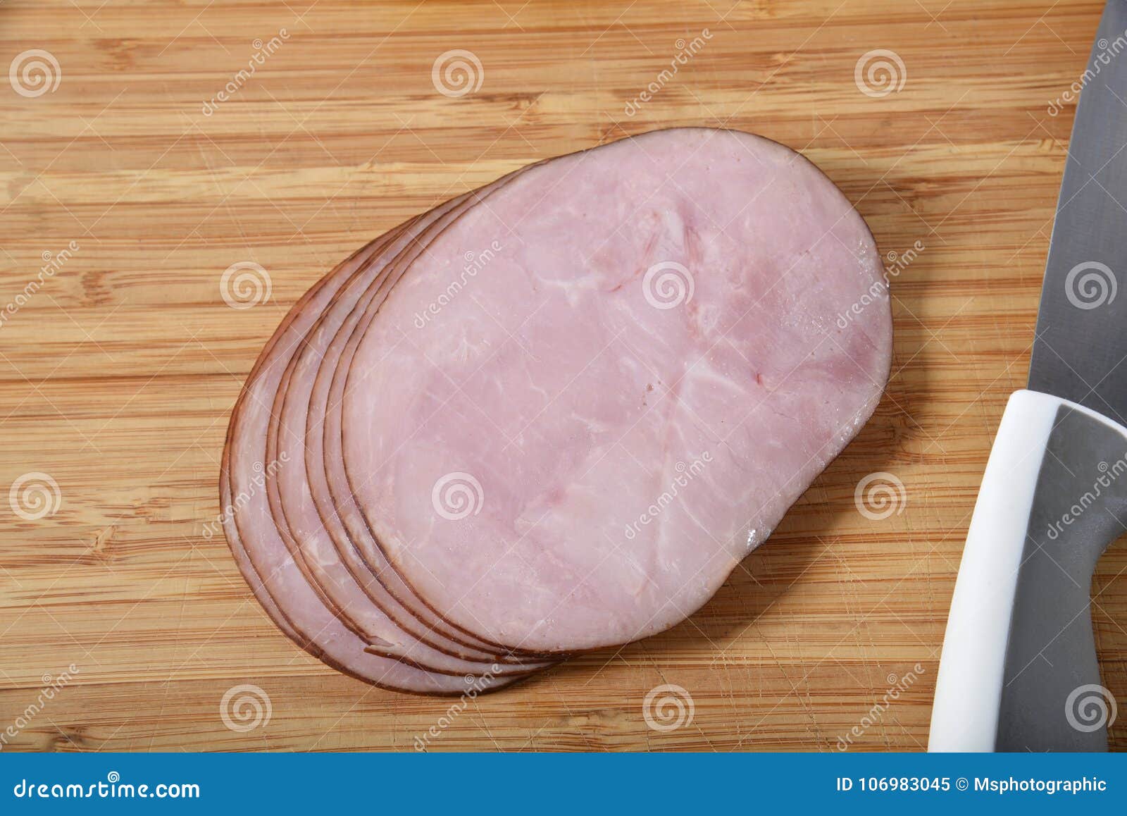 Thin sliced ham stock image. Image of cutting, kitchen - 106983045