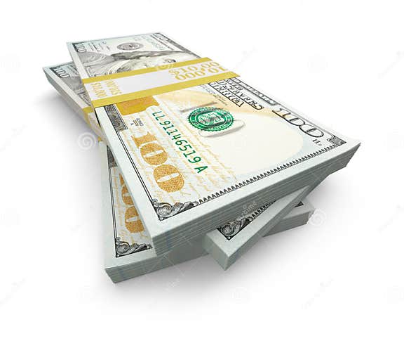 Stack of Thirty Thousand Dollars of One Hundred Dollar Bills Isolated ...